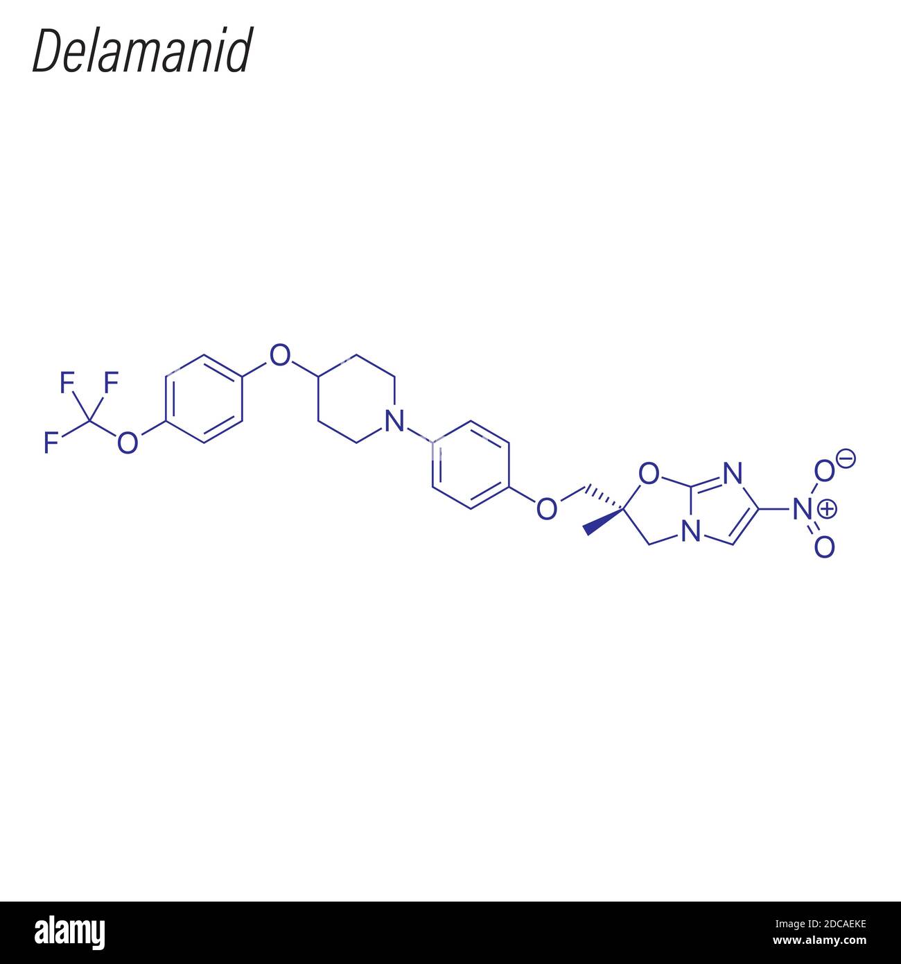 Skeletal formula of Delamanid. Drug chemical molecule Stock Vector ...