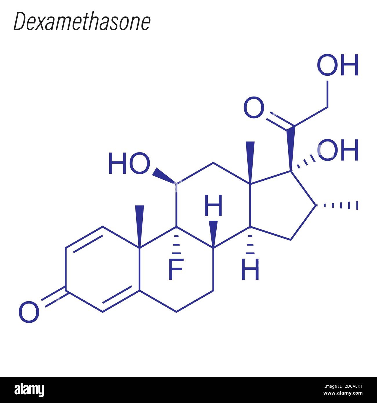 Skeletal formula of Dexamethasone. Drug chemical molecule Stock Vector ...