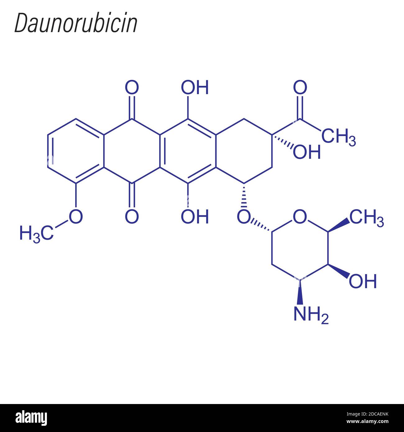 Skeletal formula of Daunorubicin. Drug chemical molecule Stock Vector ...