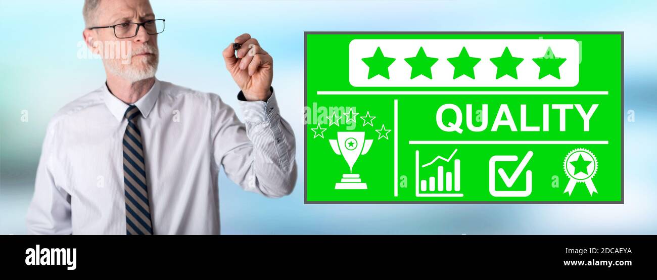 Quality concept drawn by a businessman Stock Photo - Alamy