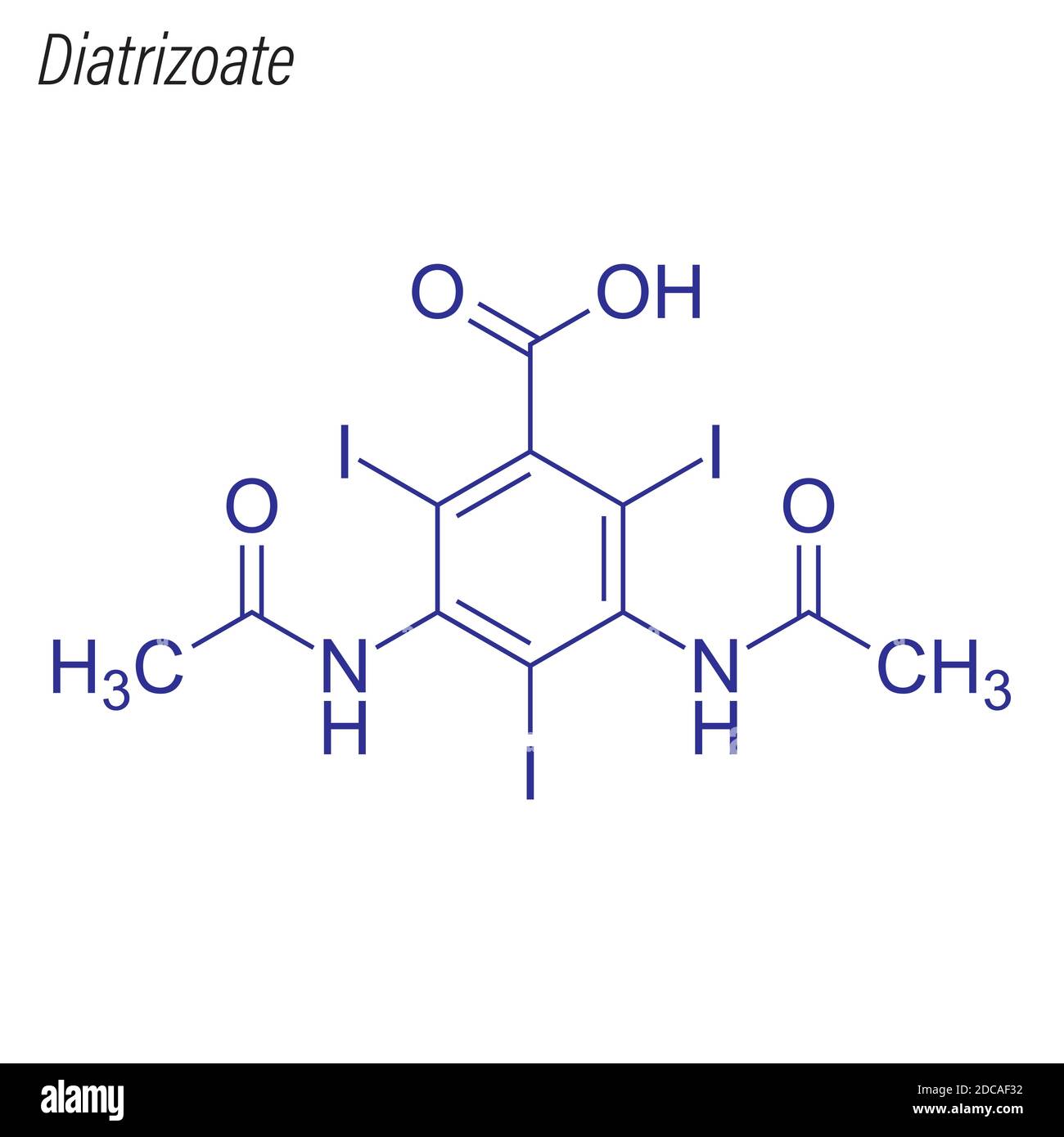 Skeletal formula of Diatrizoate. Drug chemical molecule Stock Vector ...