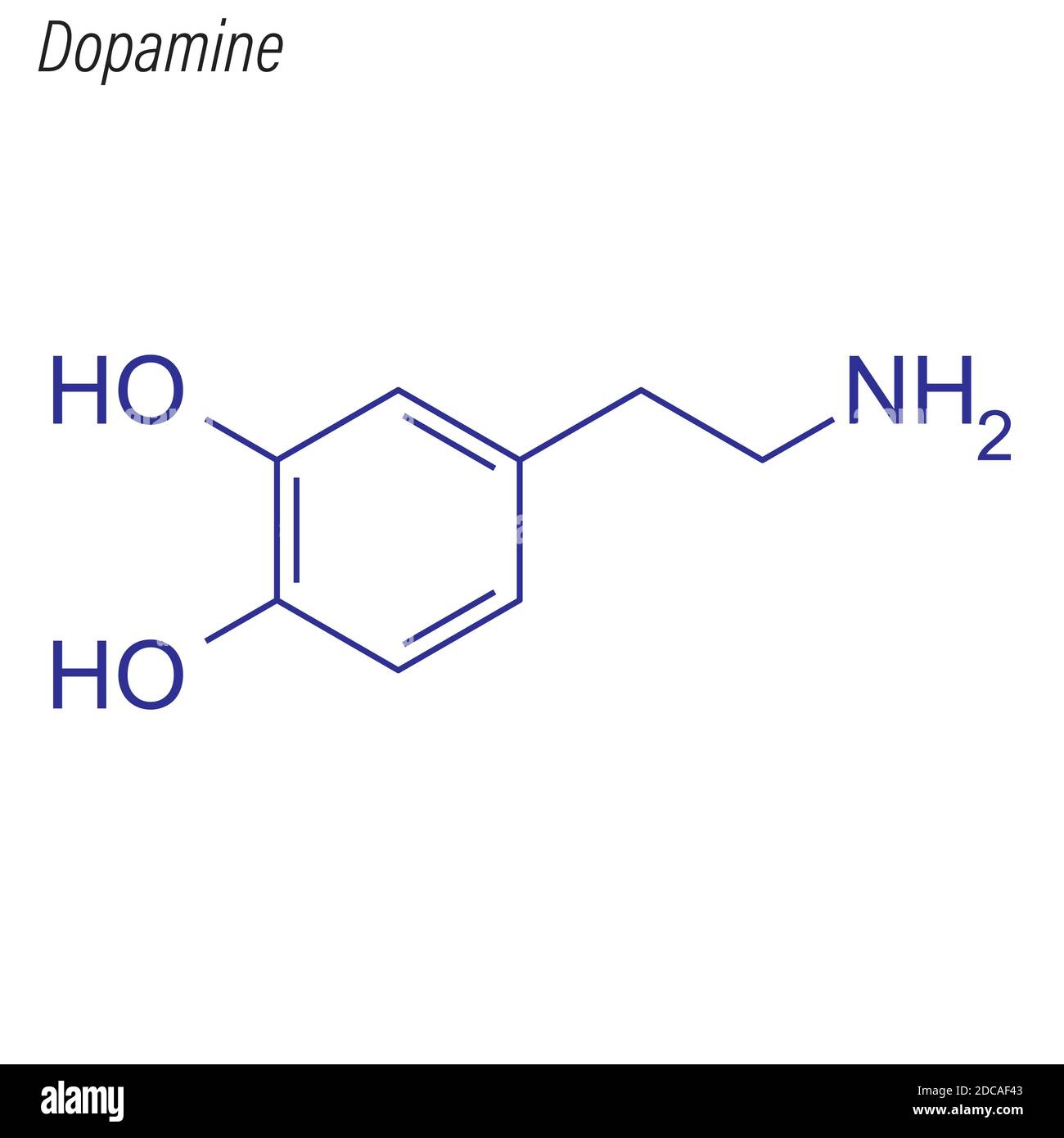 Skeletal formula of Dopamine. Drug chemical molecule Stock Vector Image ...