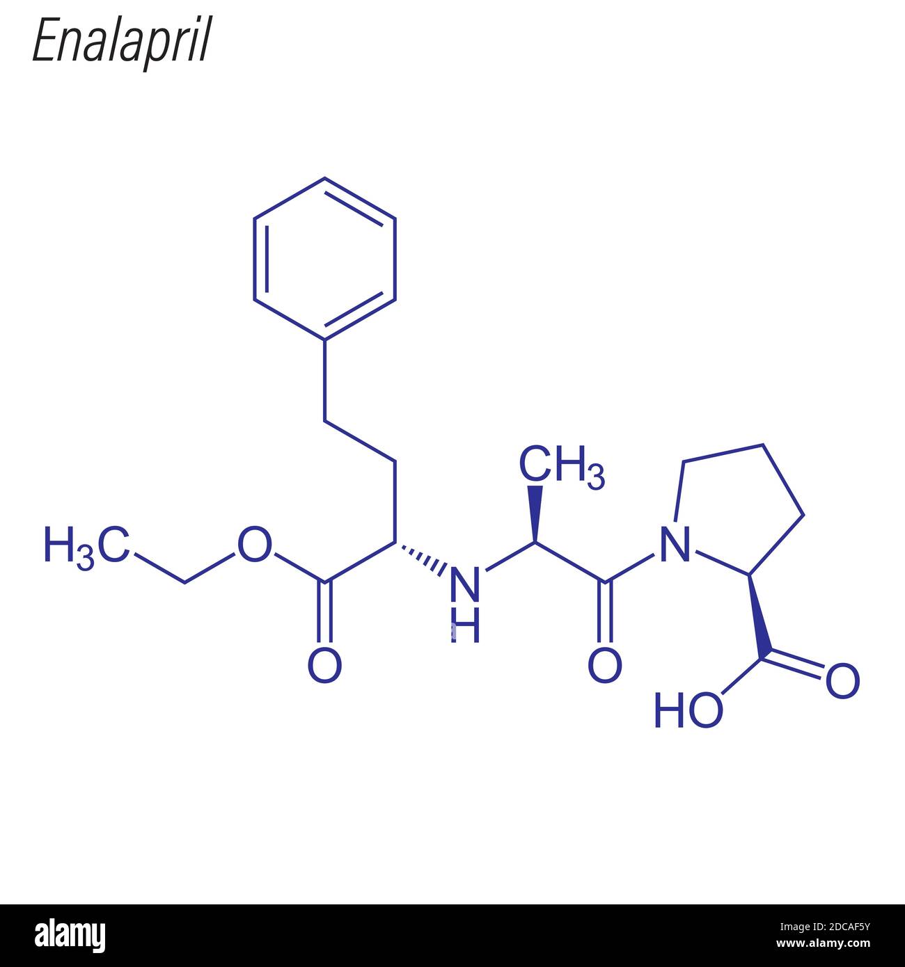 Skeletal formula of Enalapril. Drug chemical molecule Stock Vector ...