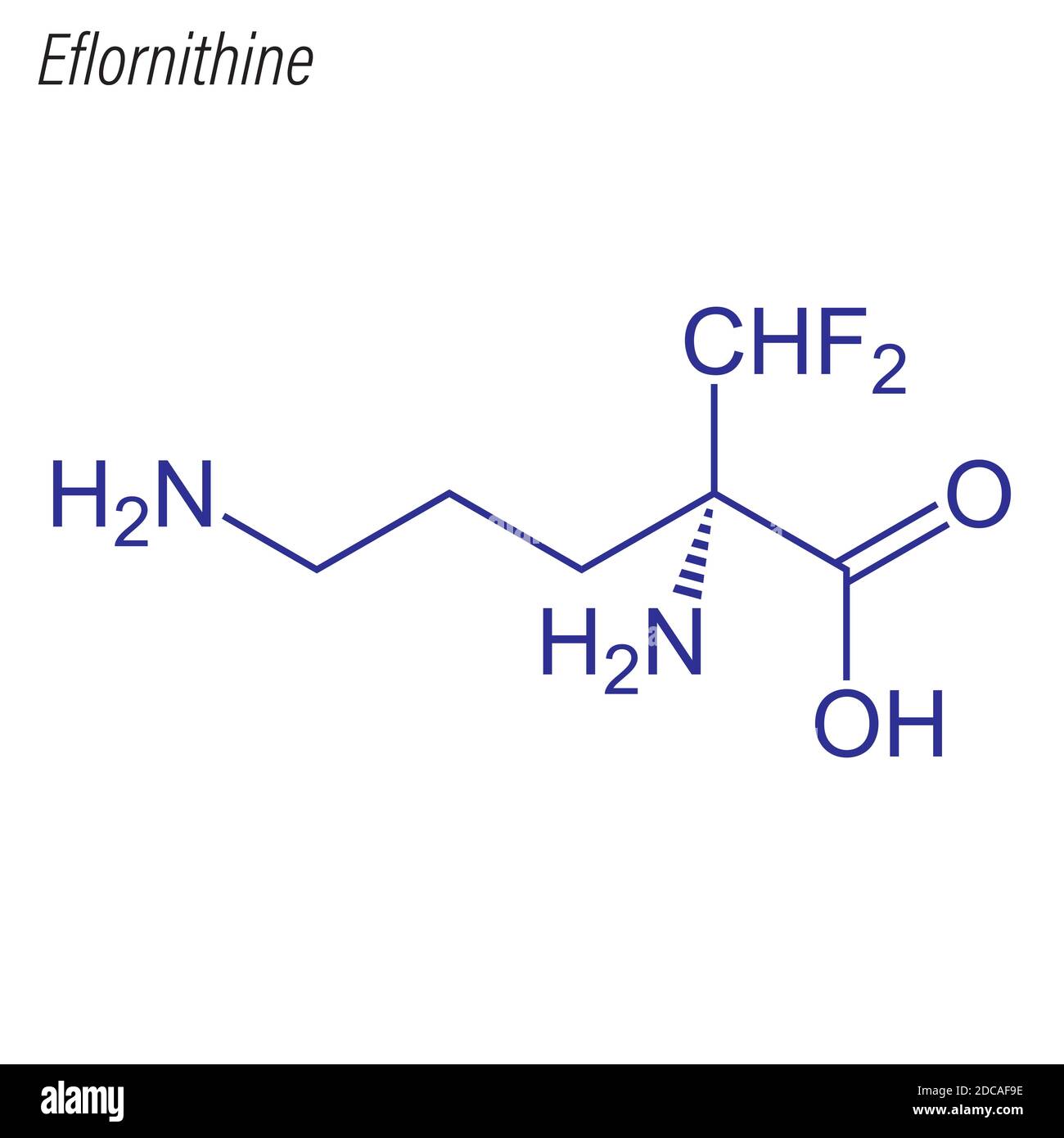 Skeletal formula of Eflornithine. Drug chemical molecule Stock Vector ...