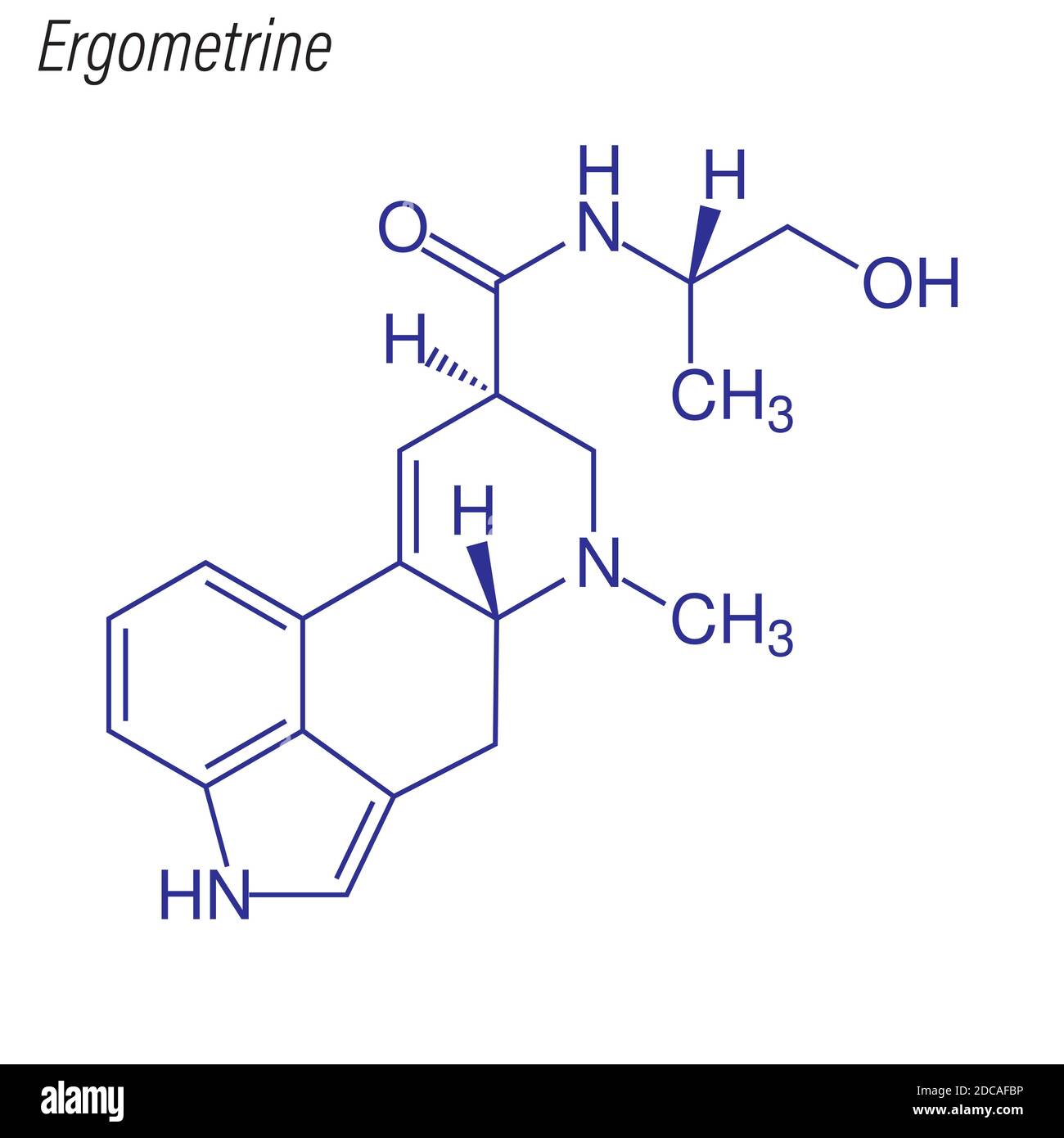 Skeletal formula of Ergometrine. Drug chemical molecule Stock Vector ...