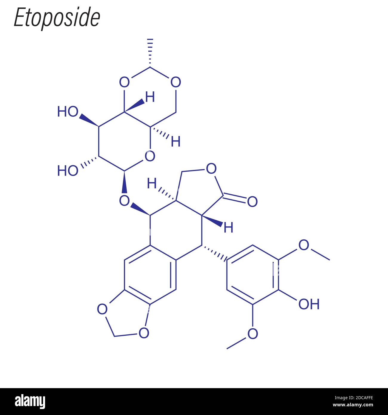 Skeletal formula of Etoposide. Drug chemical molecule Stock Vector ...