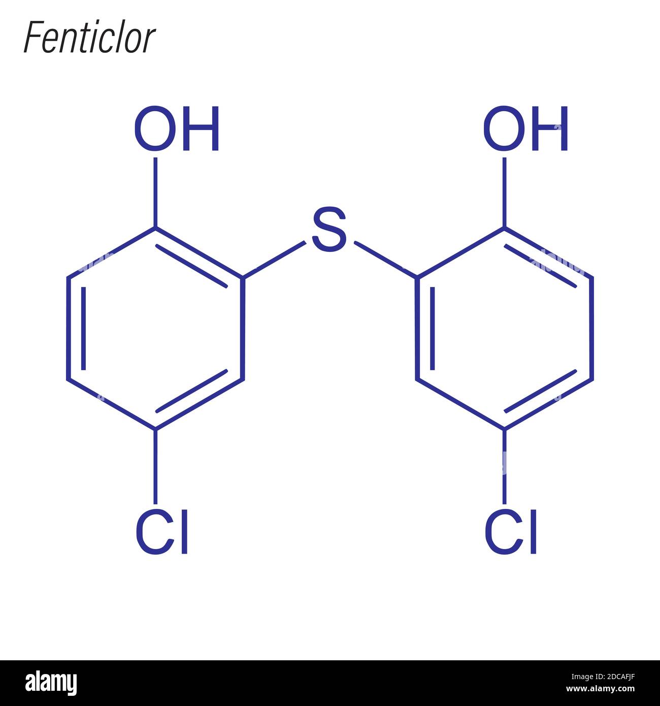 Skeletal formula of Fenticlor. Antimicrobial chemical molecule Stock ...