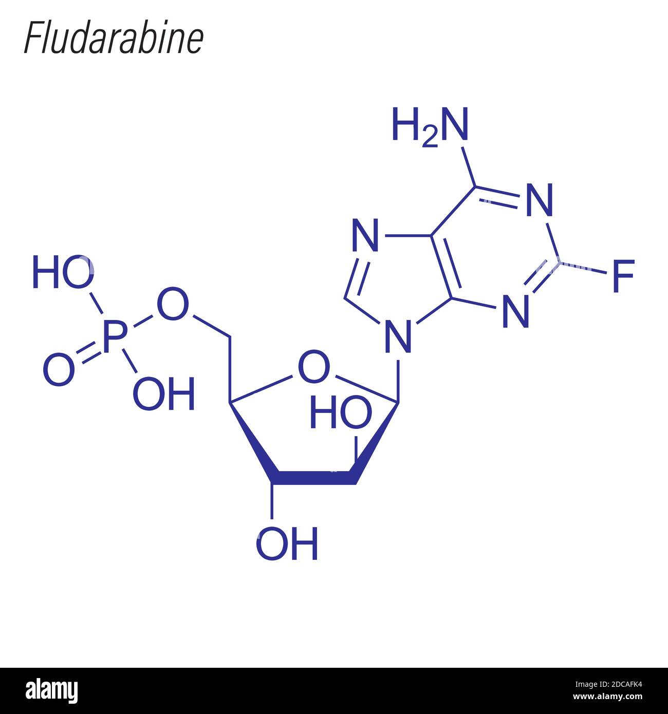 Skeletal formula of Fludarabine. Drug chemical molecule Stock Vector ...