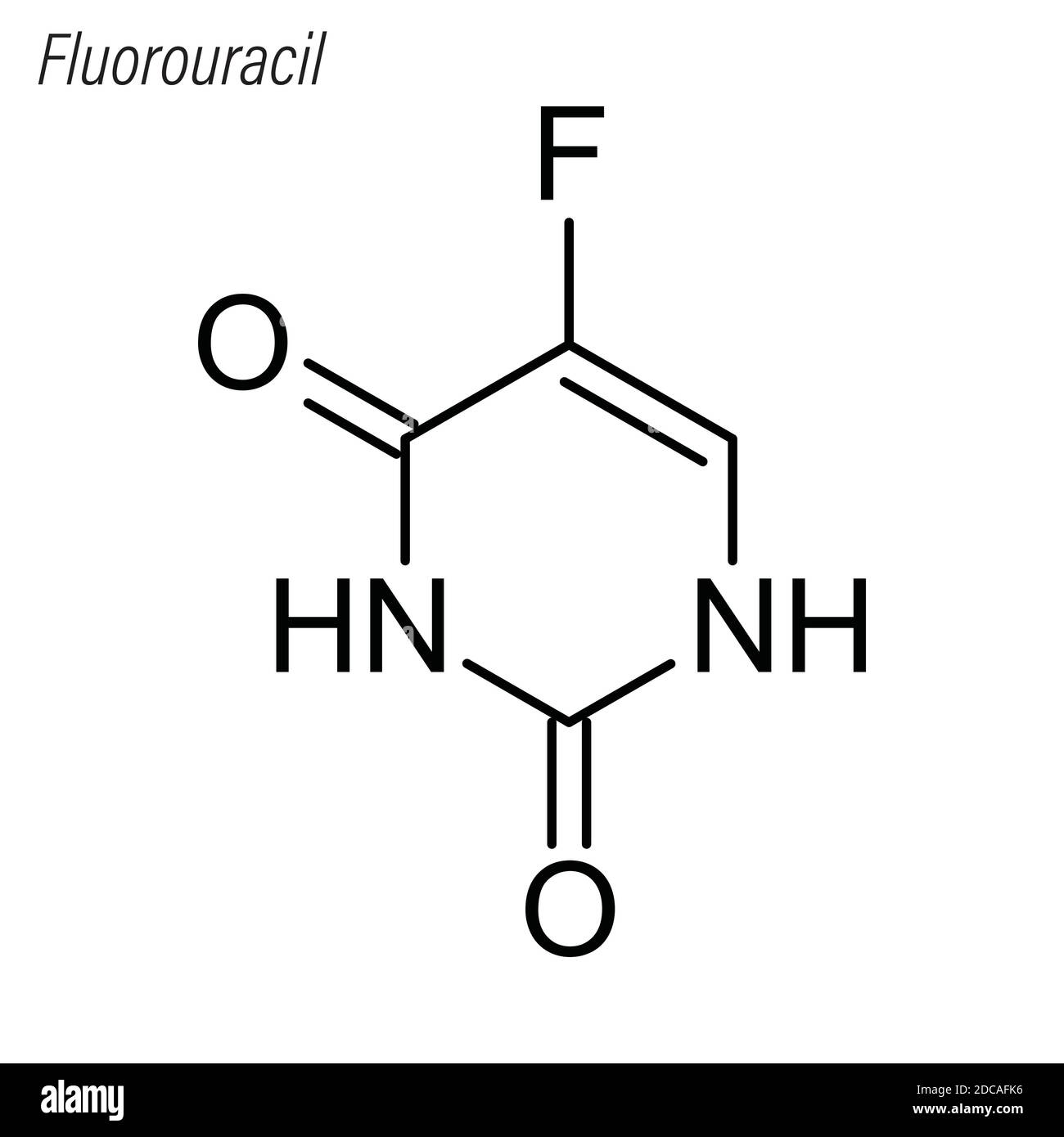 Skeletal formula of Fluorouracil. Drug chemical molecule Stock Vector ...