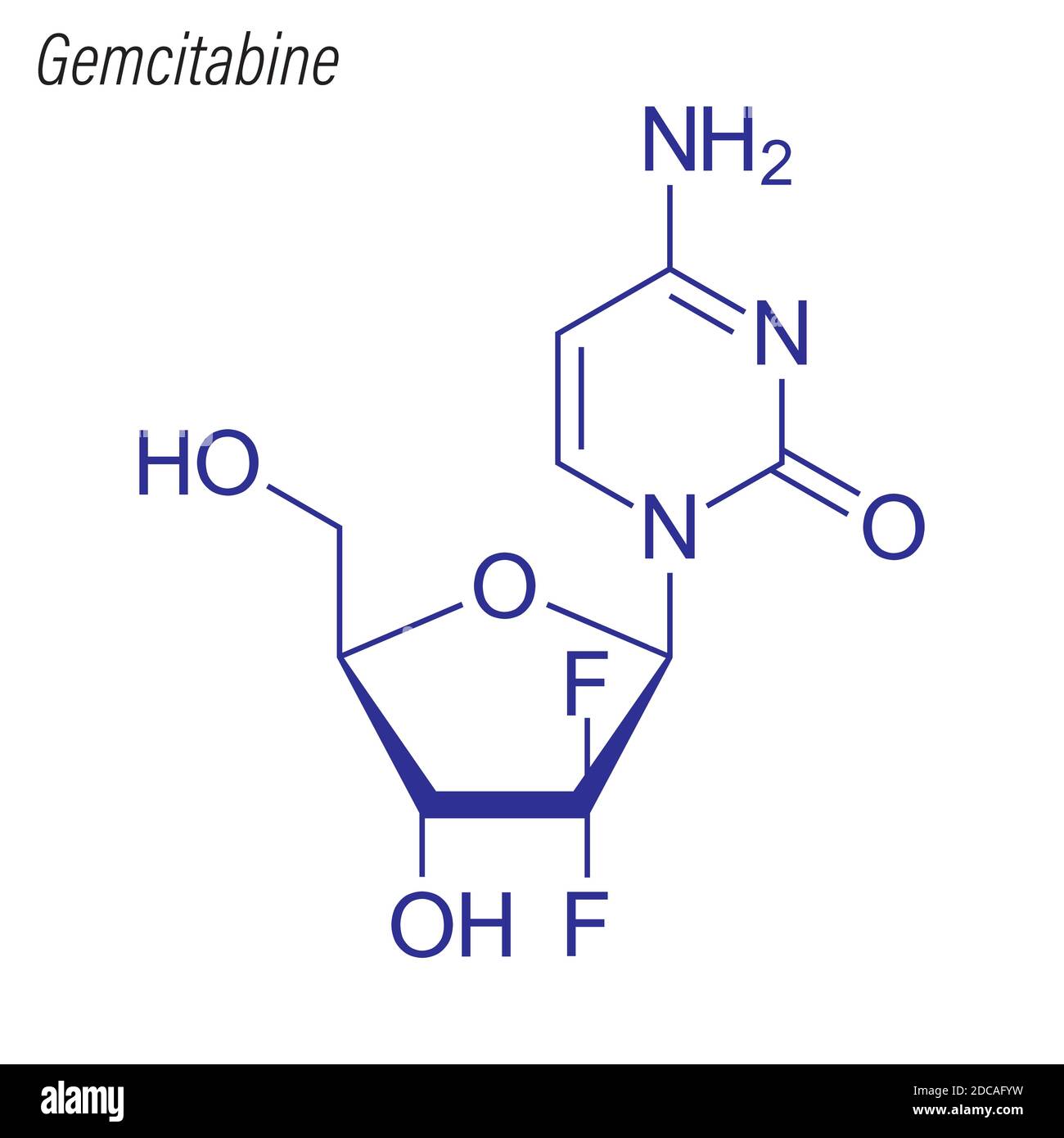 Skeletal formula of Gemcitabine. Drug chemical molecule Stock Vector ...