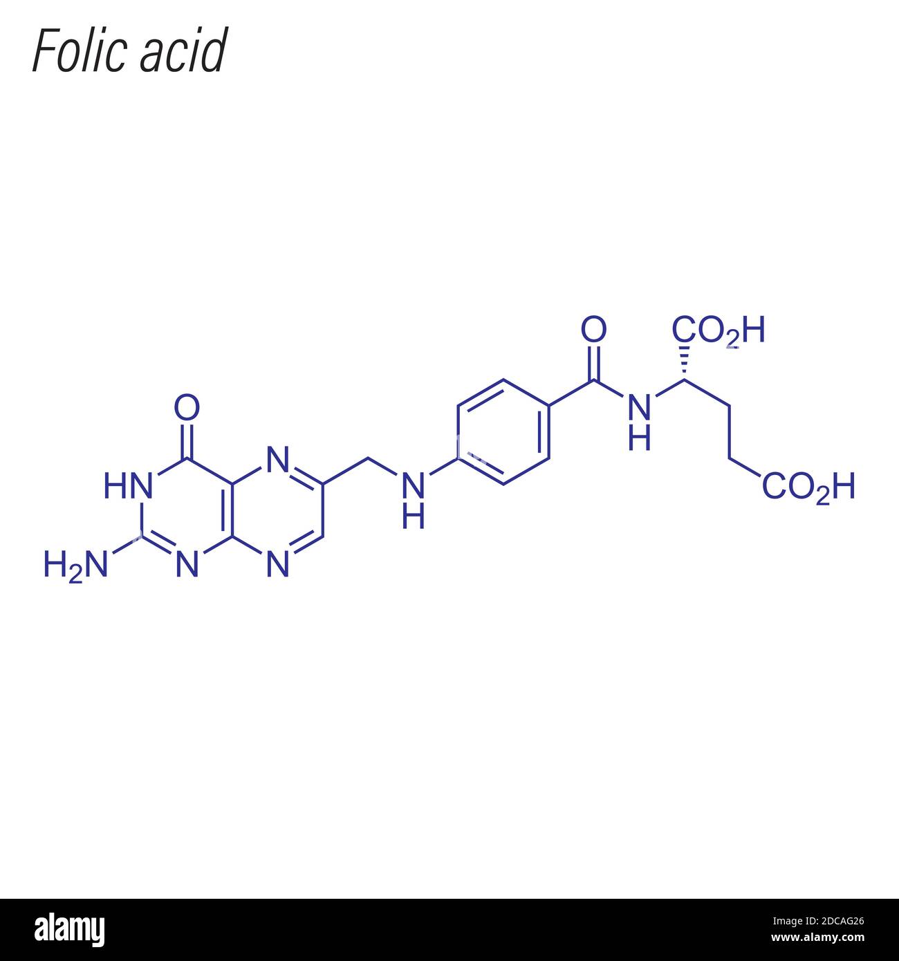 Skeletal formula of Folic acid. Drug chemical molecule Stock Vector ...