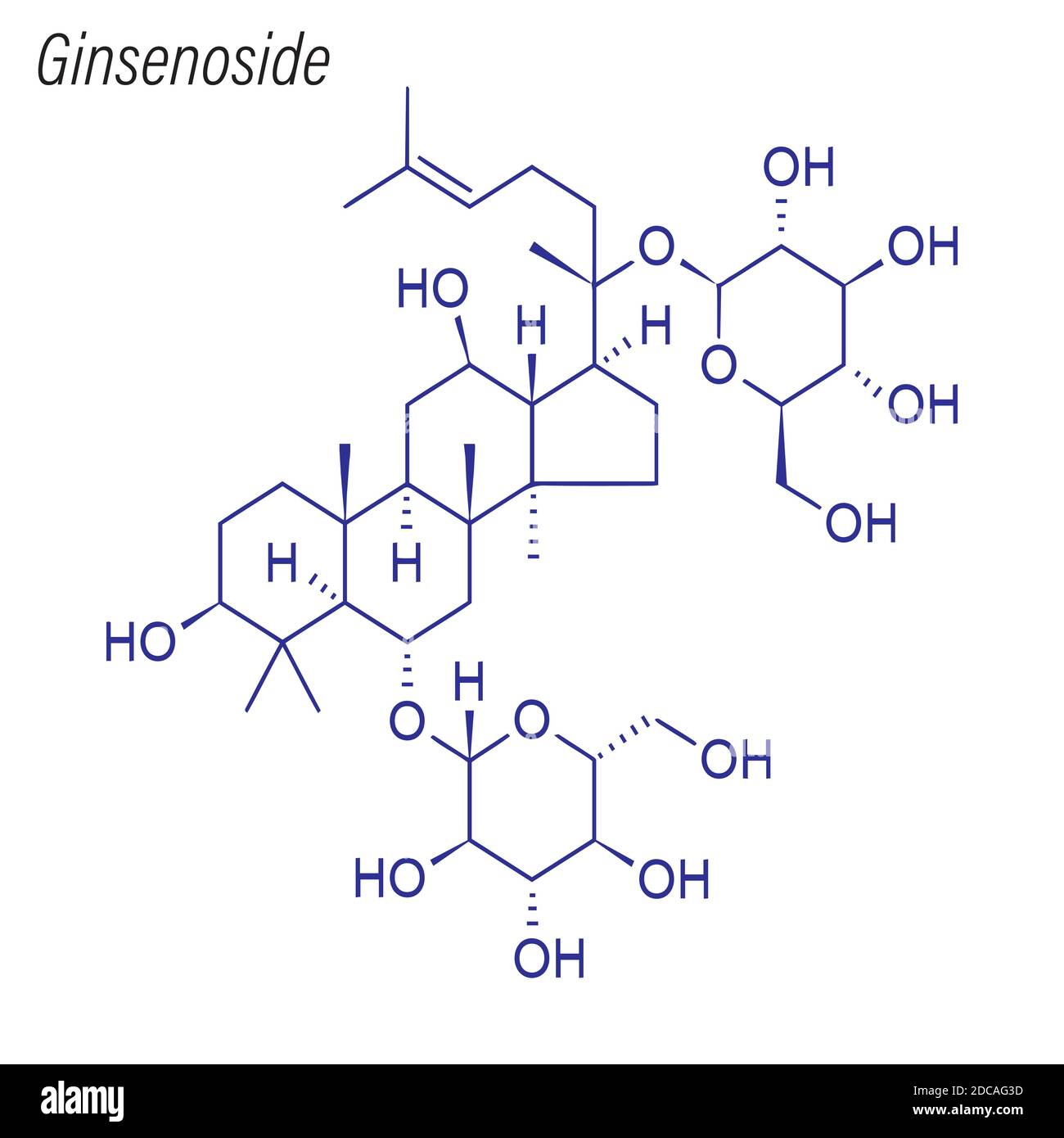 Skeletal formula of Ginsenoside. Drug chemical molecule Stock Vector ...