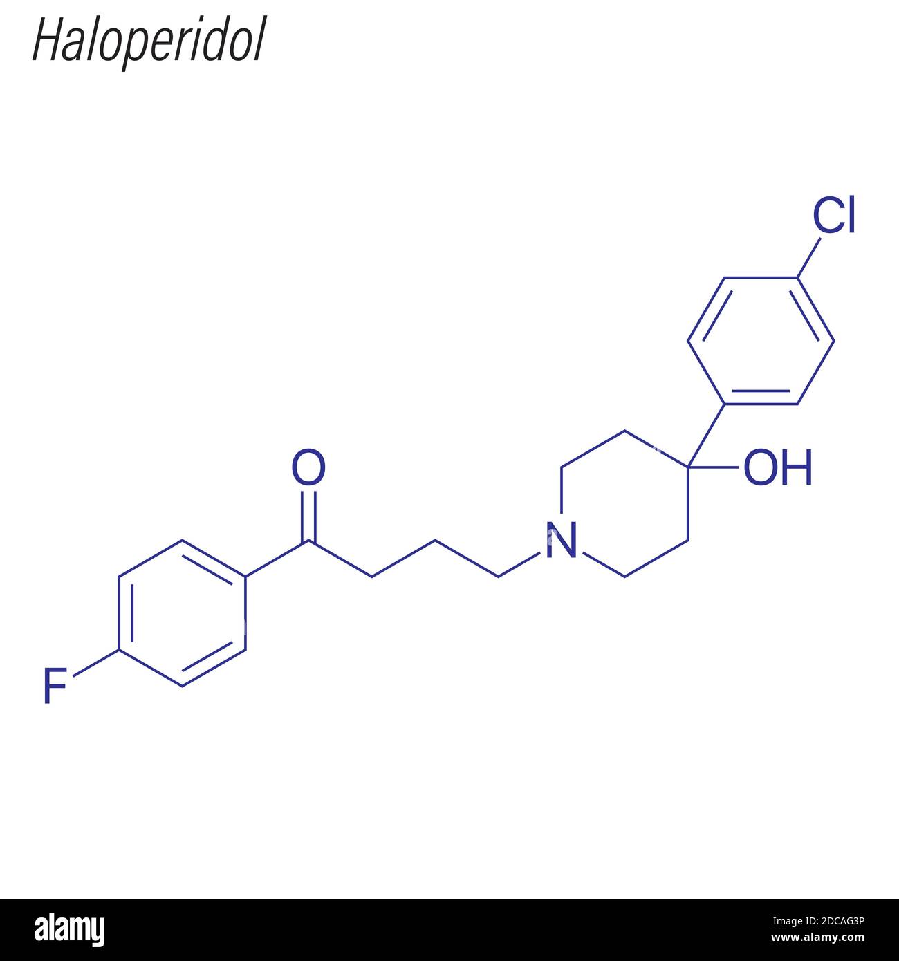 Skeletal formula of Haloperidol. Drug chemical molecule Stock Vector ...