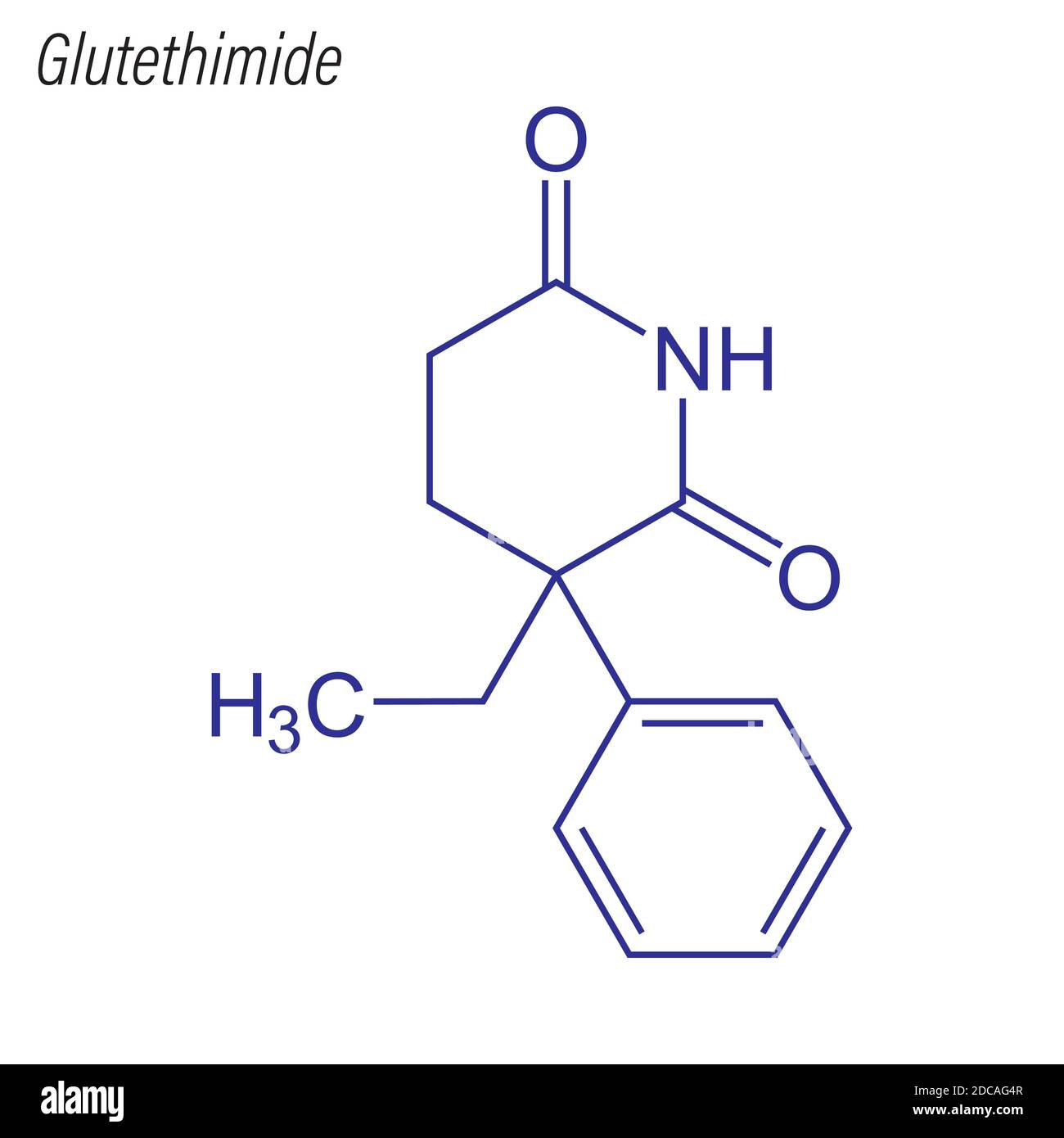 Skeletal formula of Glutethimide. Drug chemical molecule Stock Vector ...