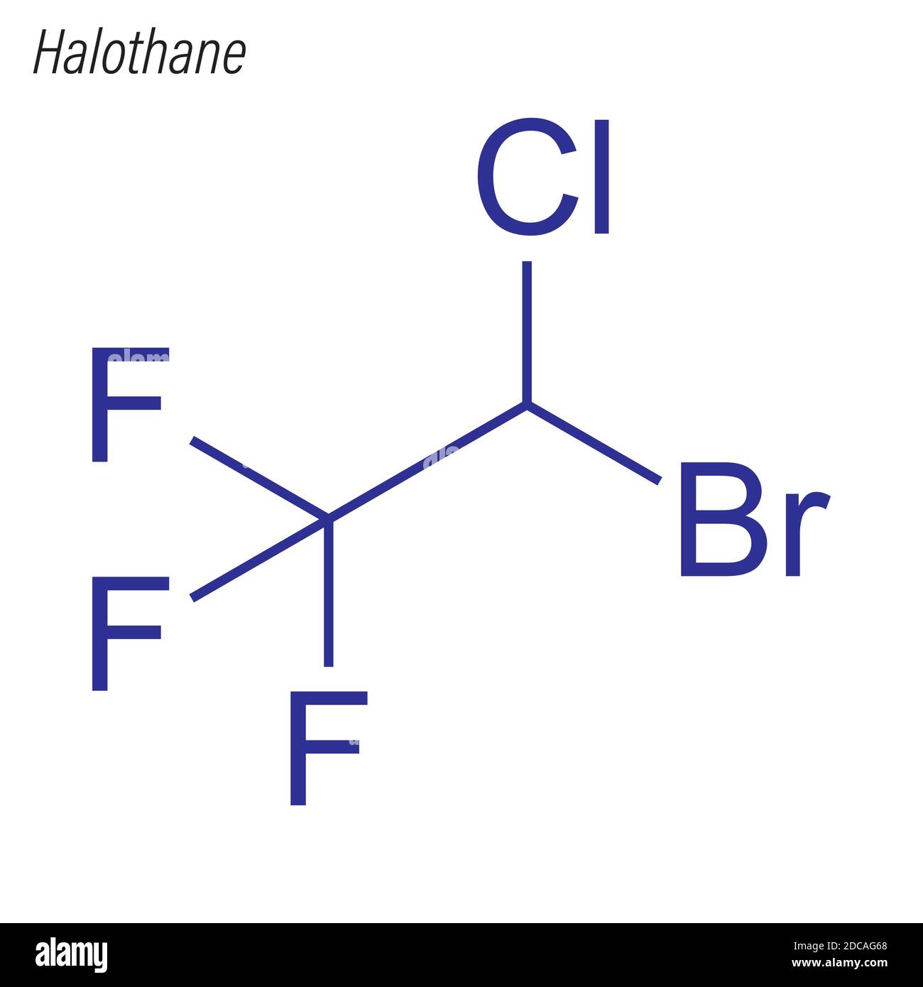 Skeletal formula of Halothane. Drug chemical molecule Stock Vector ...