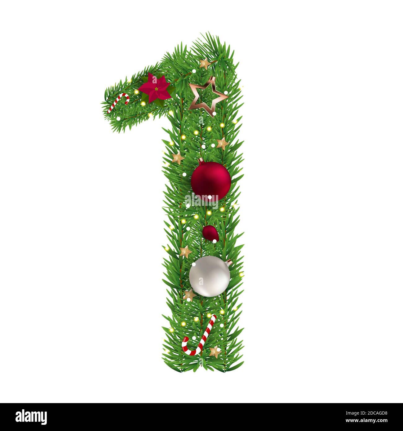 Christmas alphabet number 1 illustration Stock Photo - Alamy