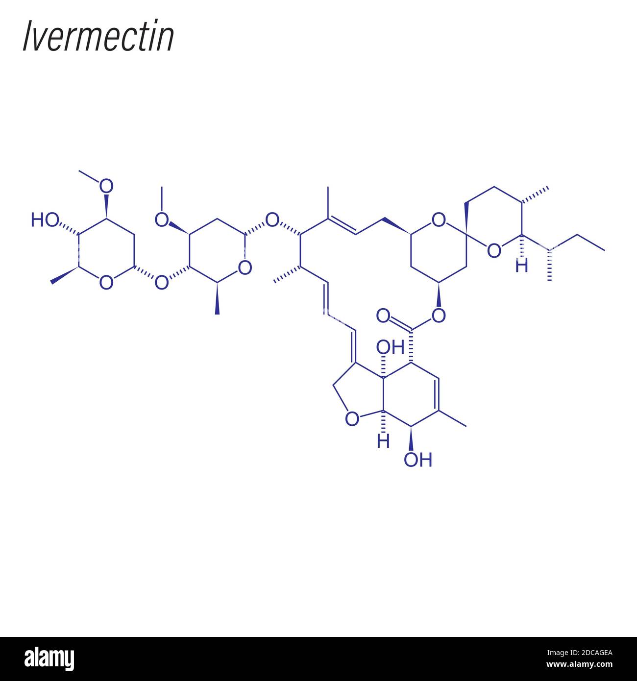Skeletal formula of Ivermectin. Drug chemical molecule Stock Vector ...