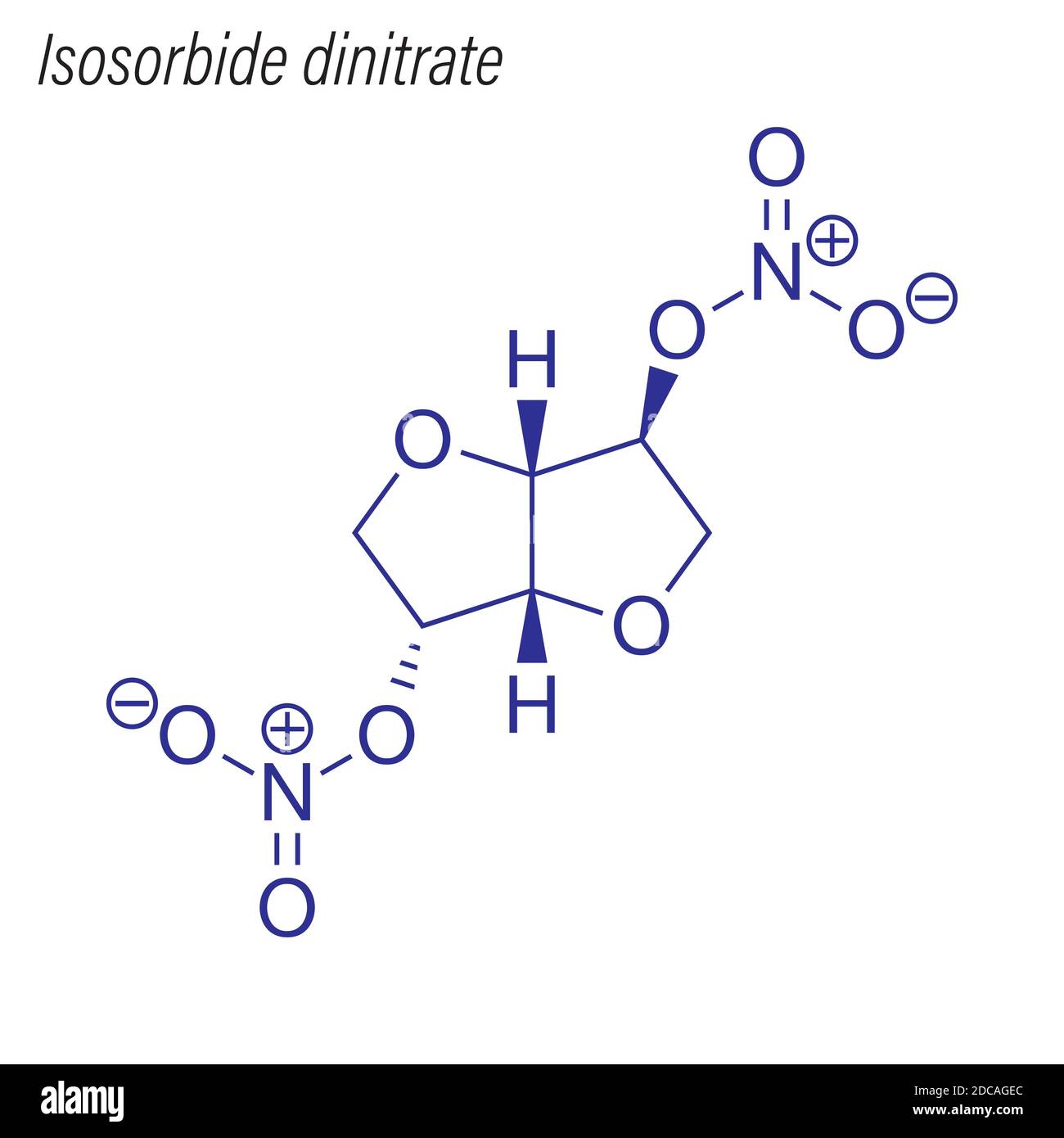 Skeletal formula of Isosorbide dinitrate. Drug chemical molecule Stock ...