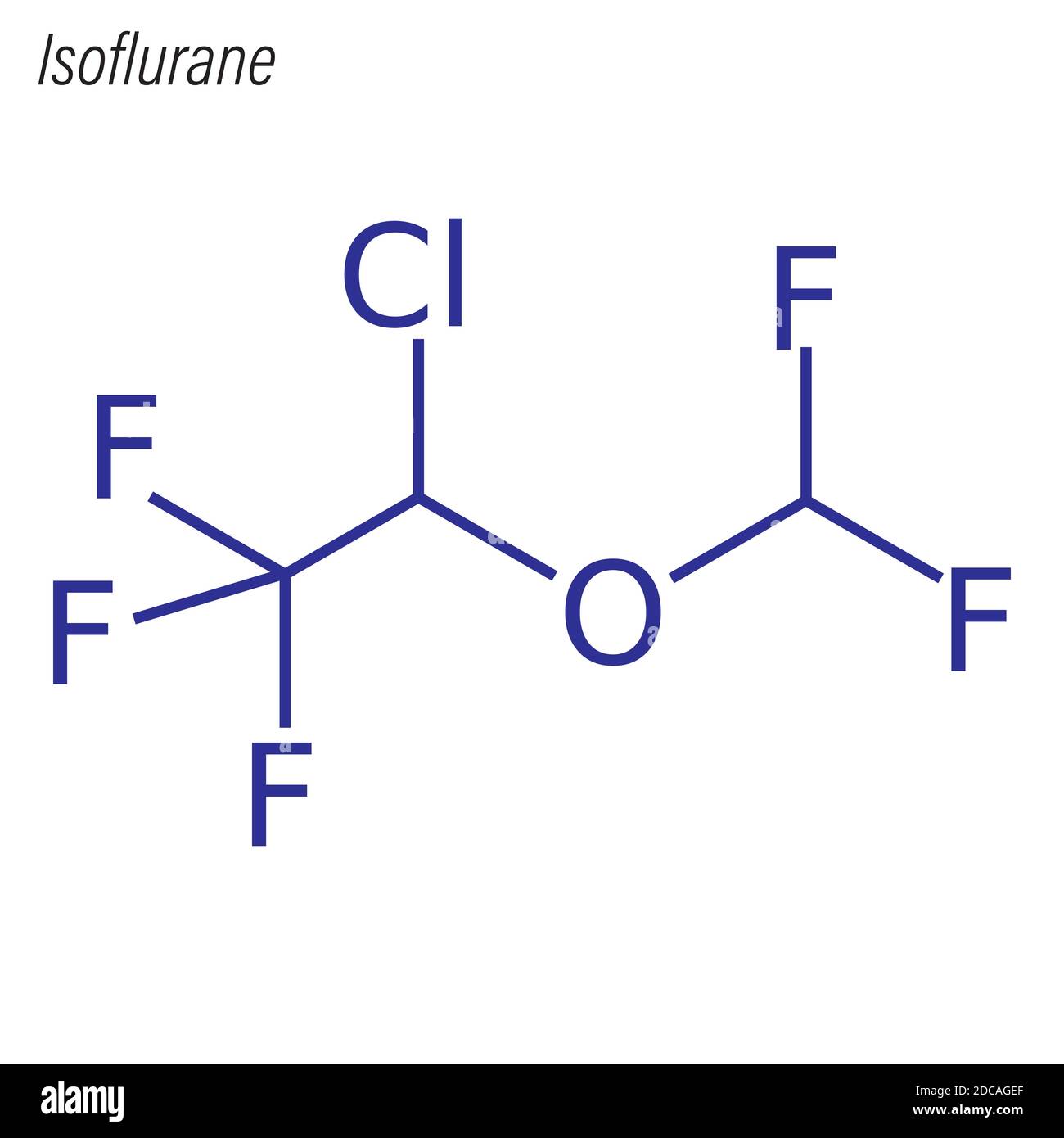 Skeletal formula of Isoflurane. Drug chemical molecule Stock Vector ...