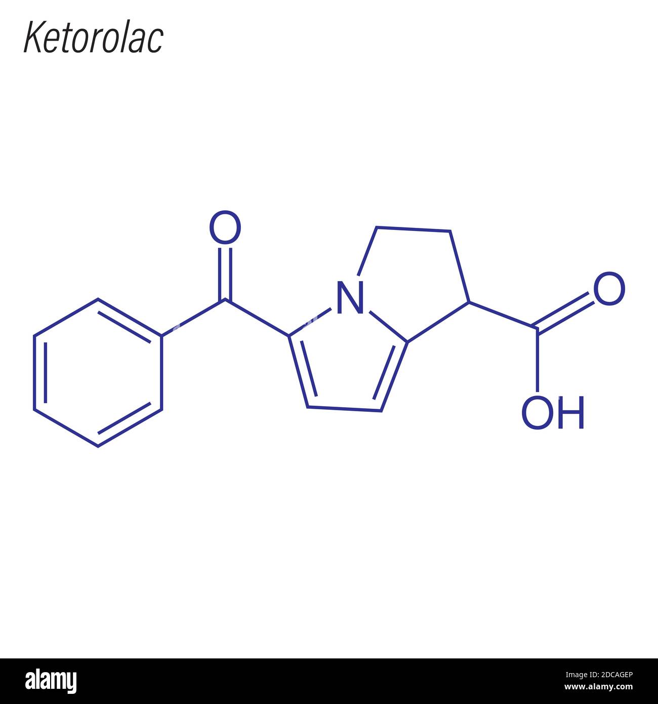 Skeletal formula of Ketorolac. Drug chemical molecule Stock Vector ...