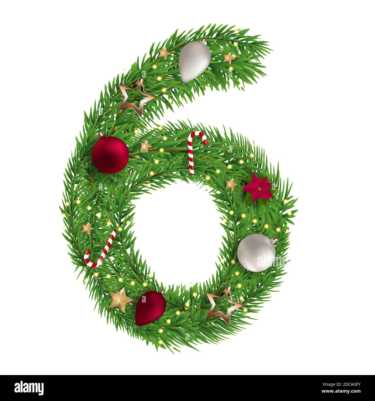 Christmas alphabet number 6 illustration Stock Photo - Alamy