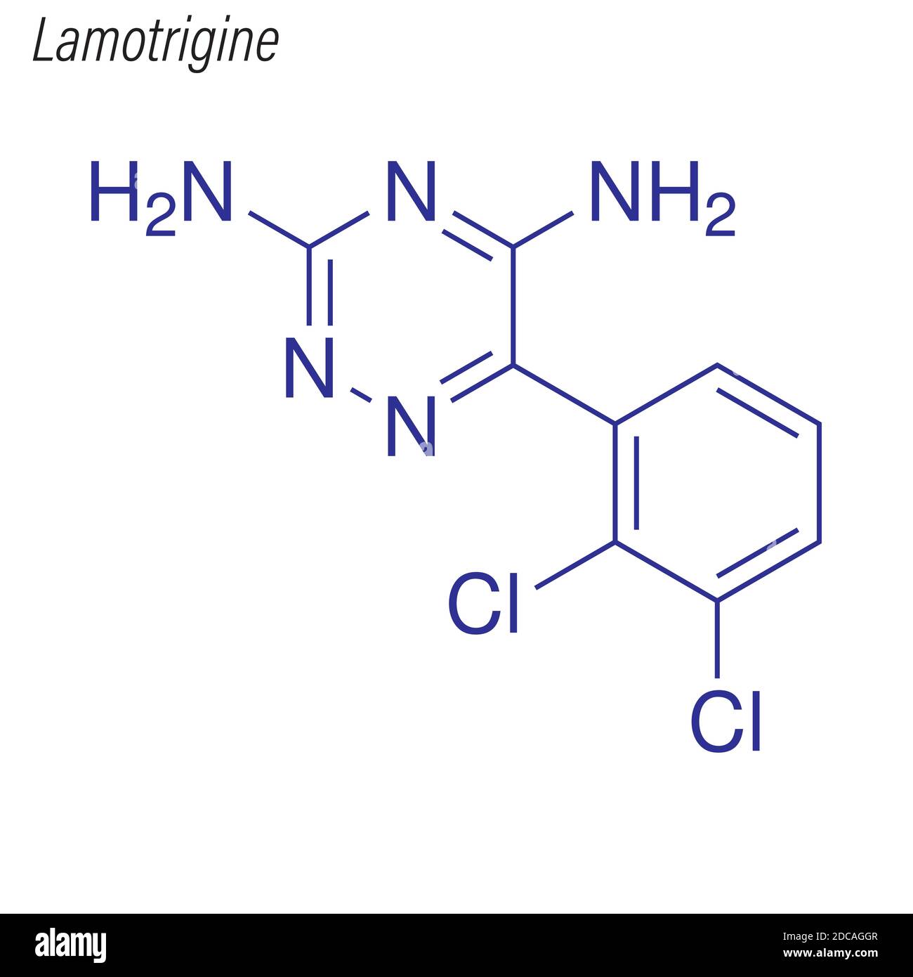 Skeletal formula of Lamotrigine. Drug chemical molecule Stock Vector ...