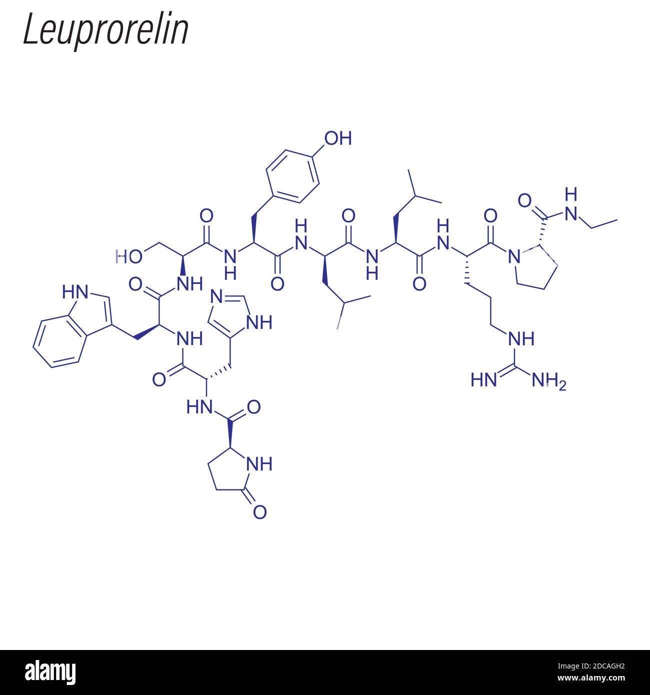 Skeletal formula of Leuprorelin. Drug chemical molecule Stock Vector ...