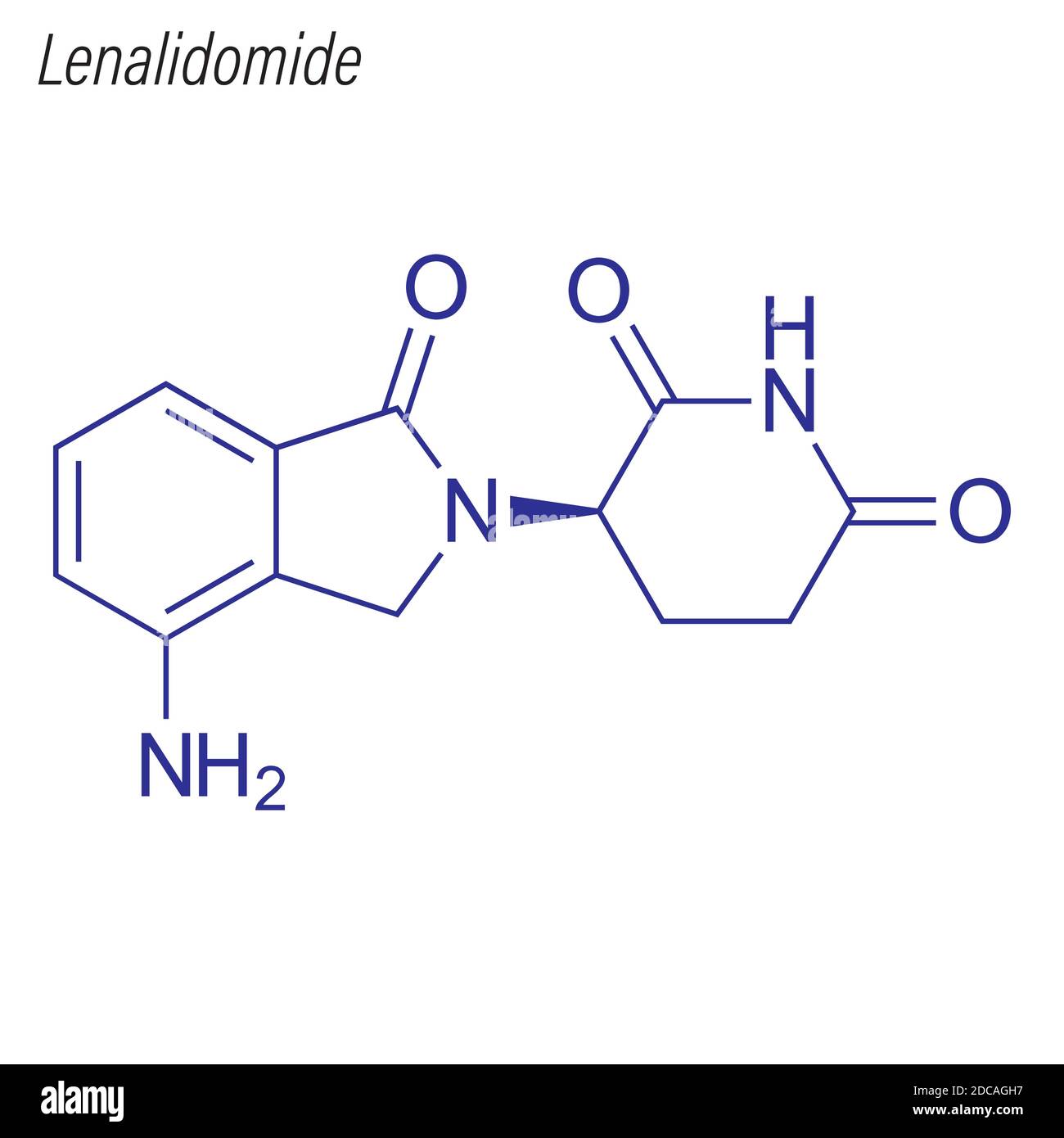 Skeletal formula of Lenalidomide. Drug chemical molecule Stock Vector ...