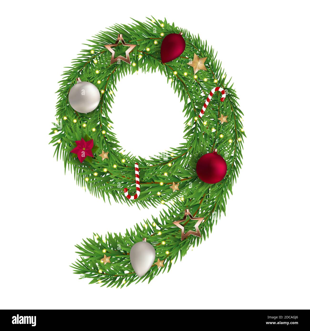 Christmas alphabet number 9 illustration Stock Photo - Alamy