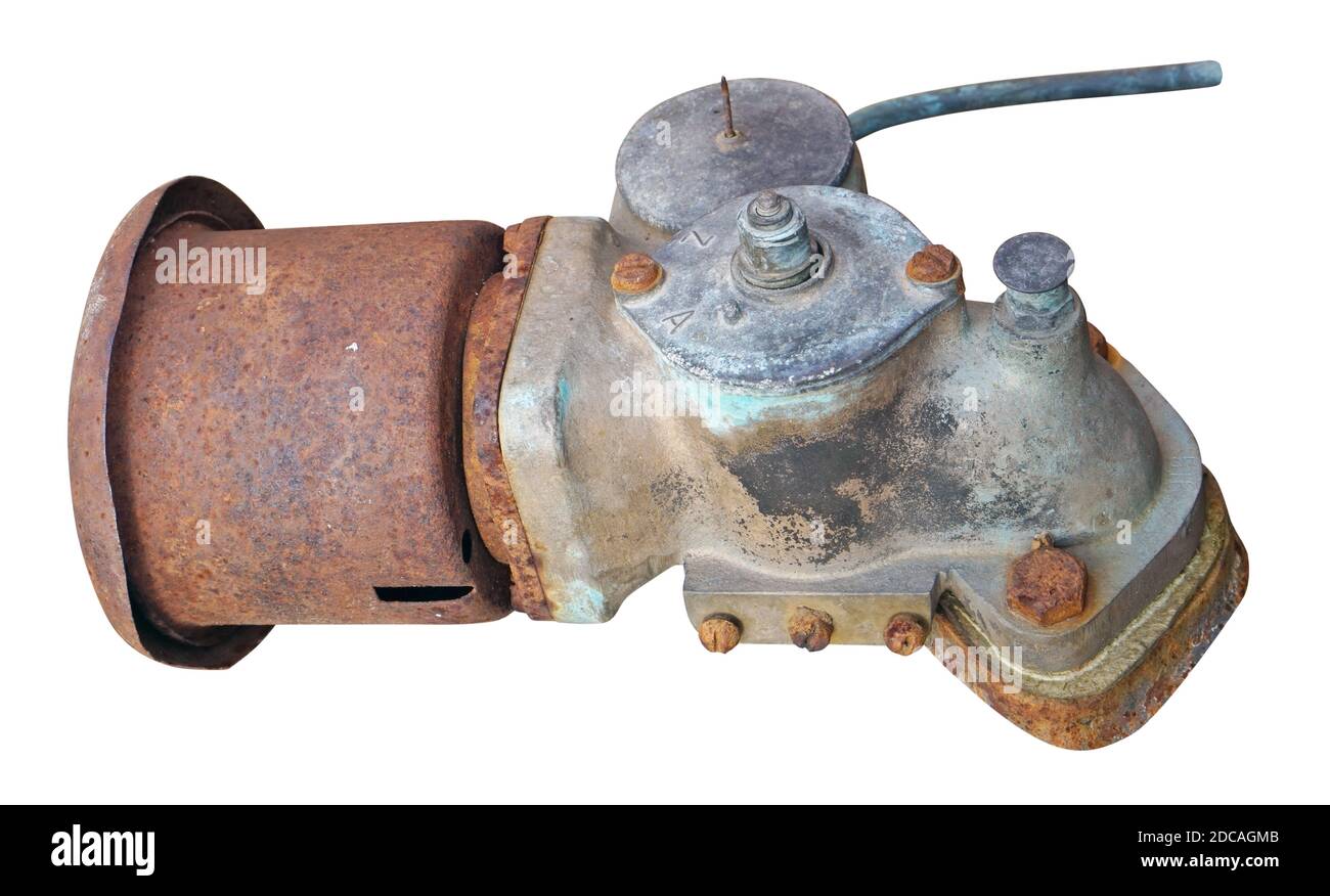 Mechanical fuel feeder in a old diesel engine isolated Stock Photo - Alamy
