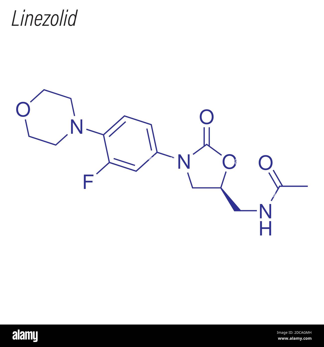Skeletal formula of Linezolid. Drug chemical molecule Stock Vector ...