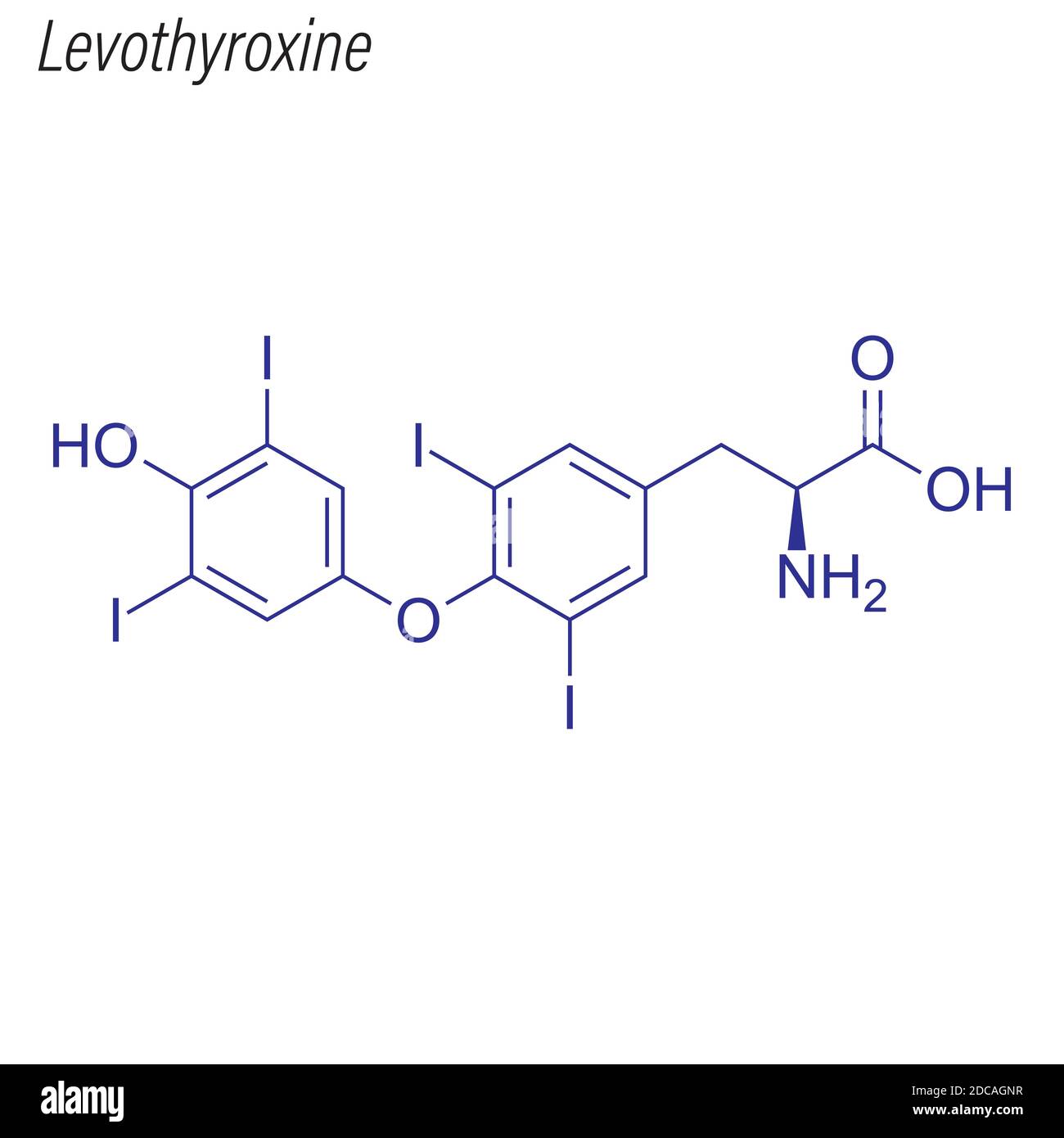 Skeletal formula of Levothyroxine. Drug chemical molecule Stock Vector ...