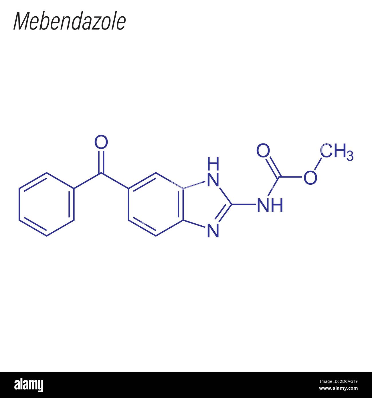 Skeletal formula of Mebendazole. Drug chemical molecule Stock Vector ...