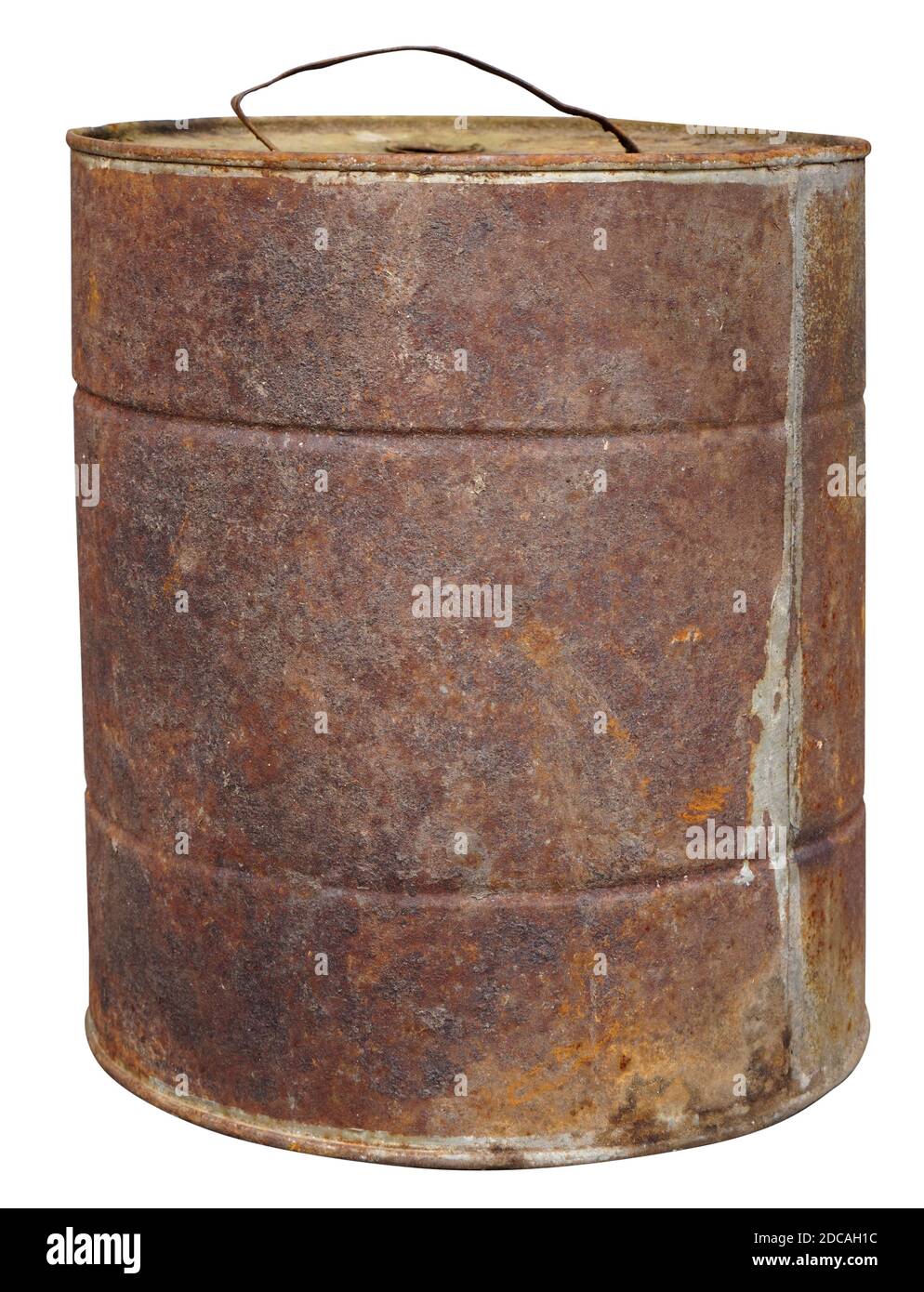 Old rusty vintage metal can for kerosene and gasoline isolated on white ...