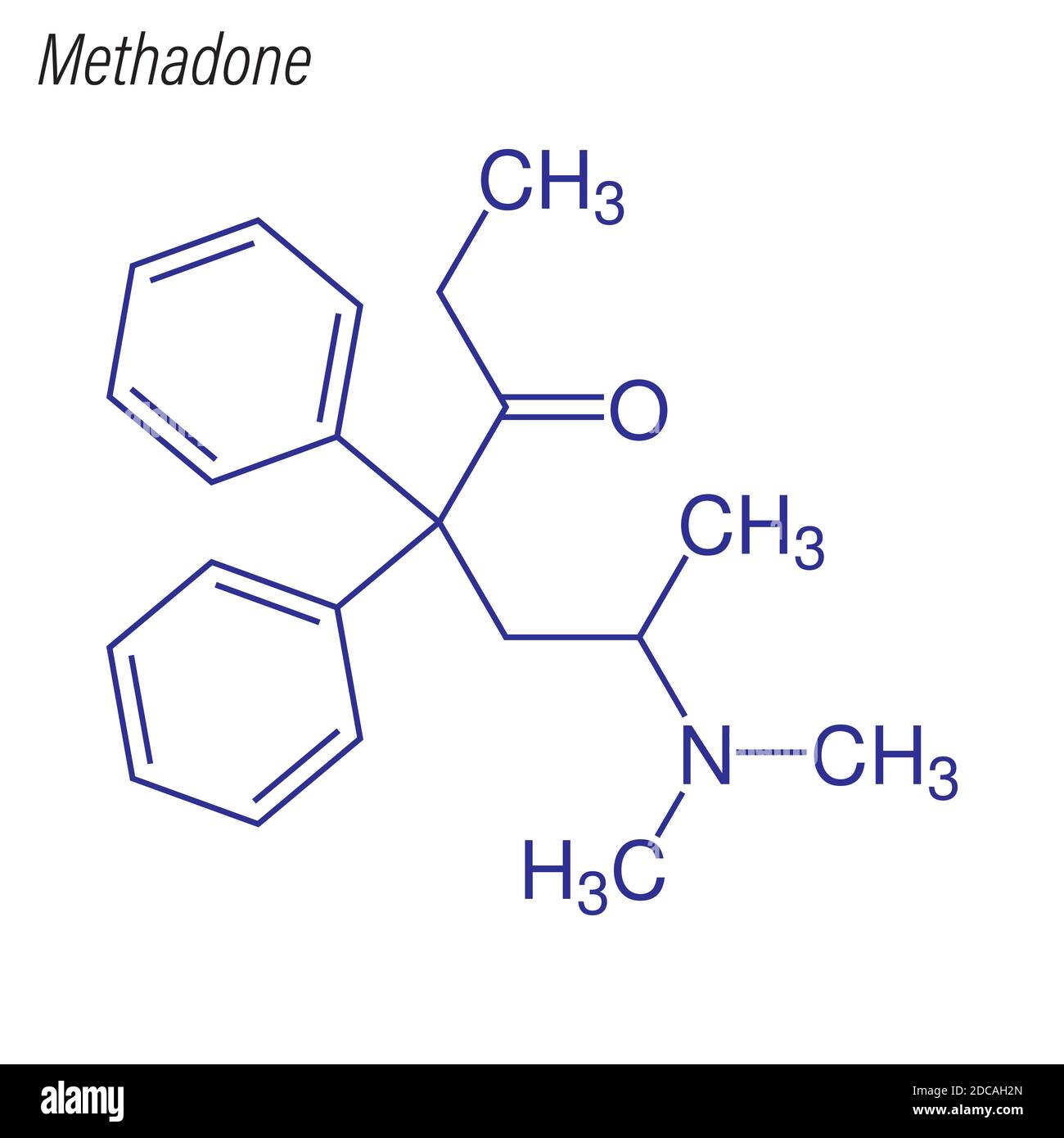 Skeletal formula of Methadone. Drug chemical molecule Stock Vector ...