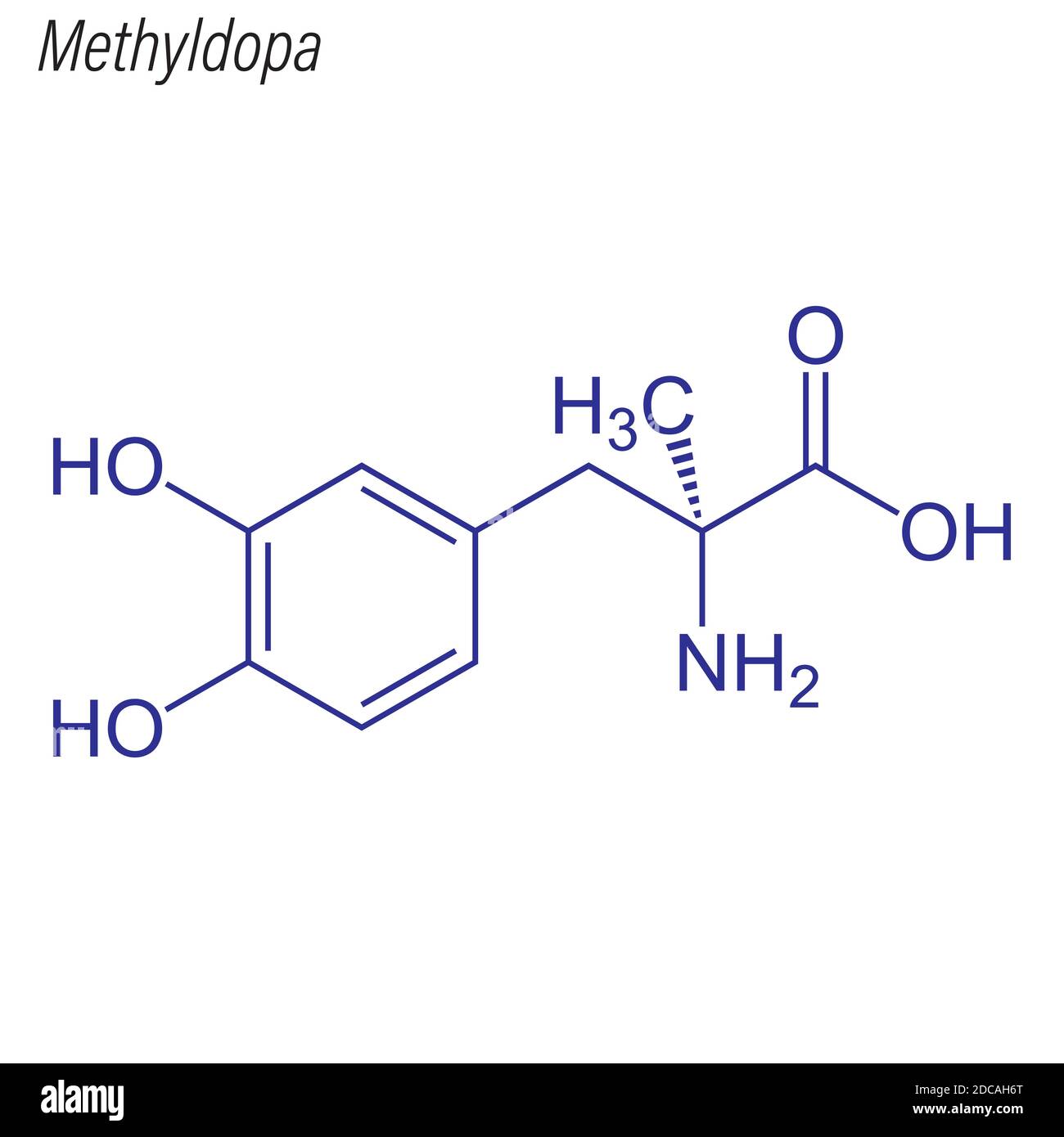 Skeletal formula of Methyldopa. Drug chemical molecule Stock Vector ...
