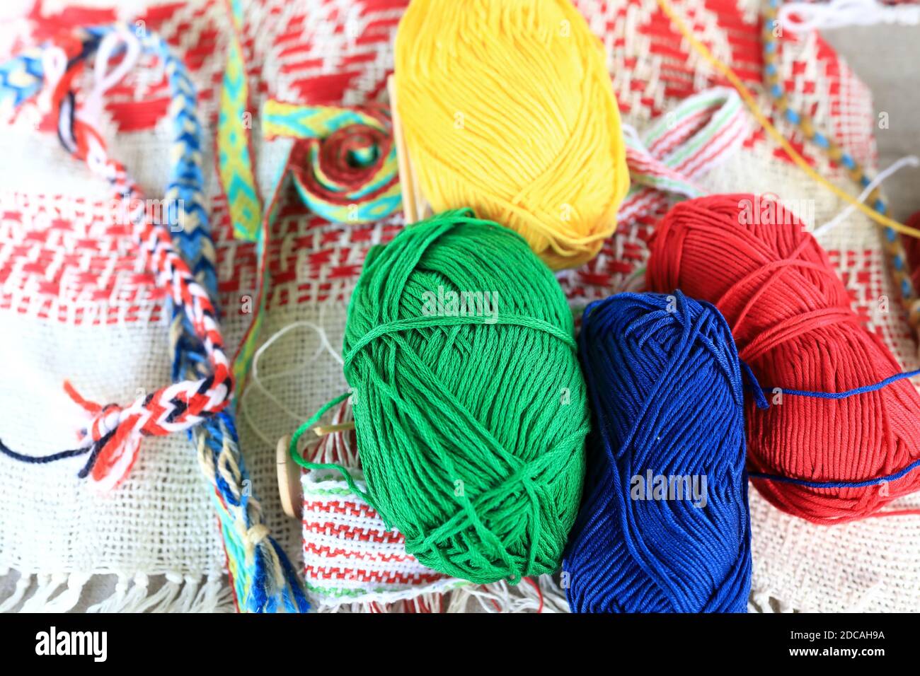 Knitting wool in market stall hi-res stock photography and images - Alamy