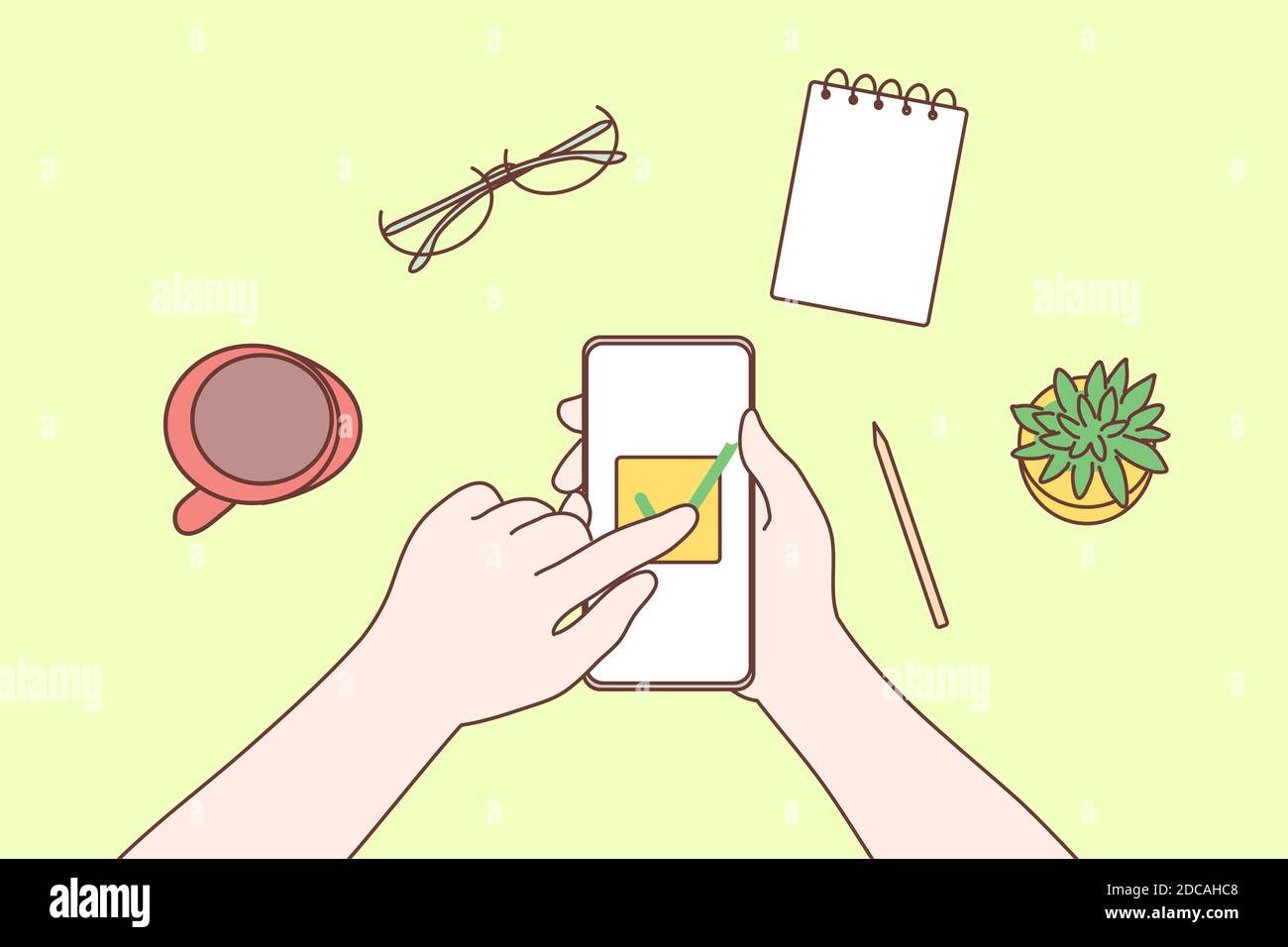 Cartoon character pen mobile Stock Vector Images - Alamy