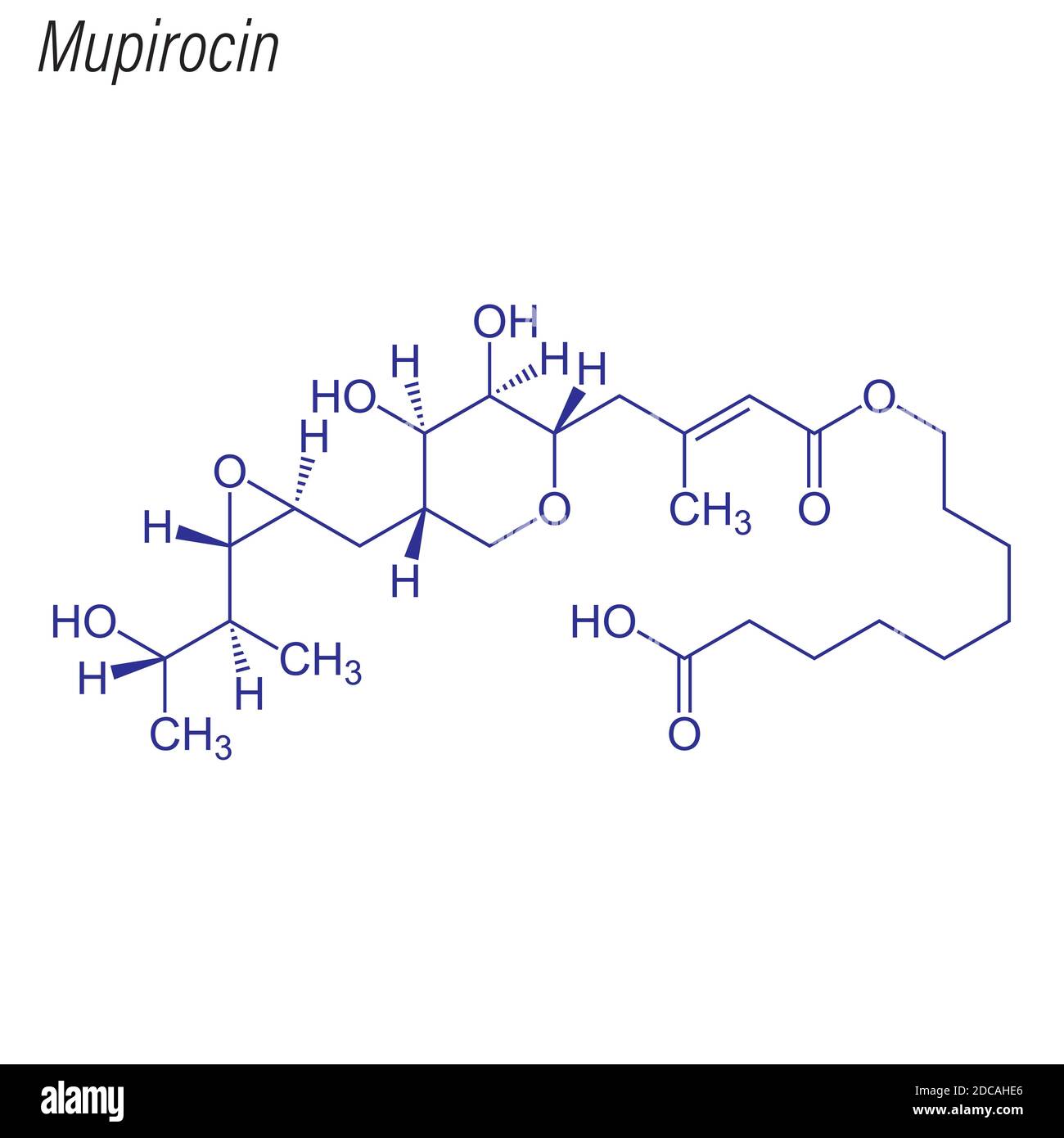 Skeletal formula of Mupirocin. Drug chemical molecule Stock Vector ...