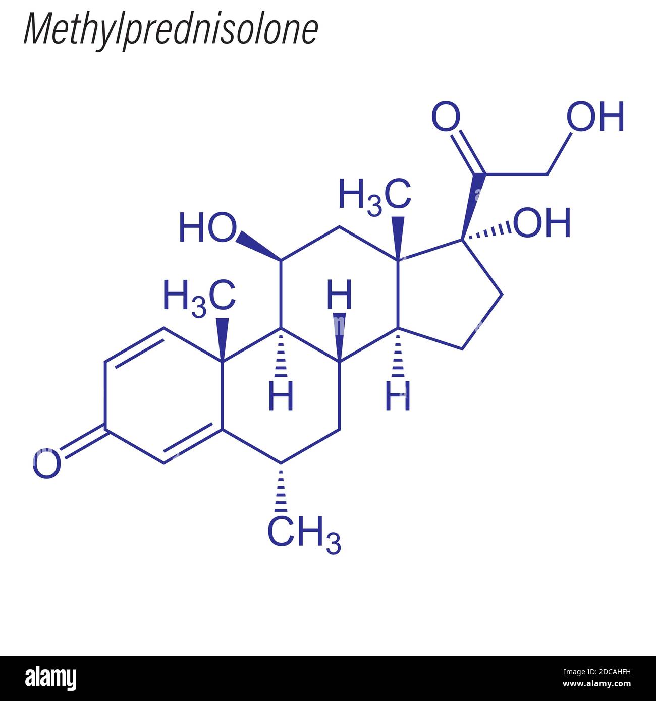 Skeletal formula of Methylprednisolone. Drug chemical molecule Stock ...