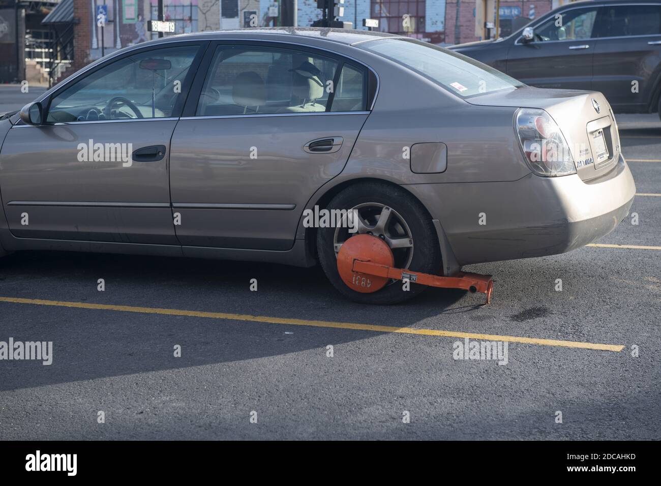 MORGANTOWN, UNITED STATES - Jun 17, 2020: Car in parking lot with boot ...