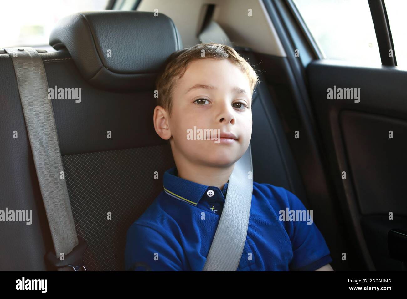 Child sitting in back seat of car Stock Photo - Alamy