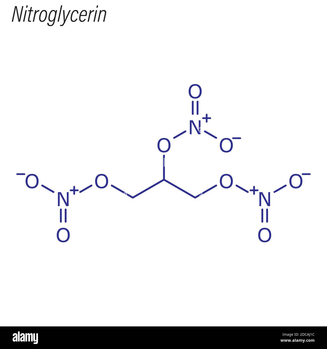 Skeletal formula of Nitroglycerin. Drug chemical molecule Stock Vector ...