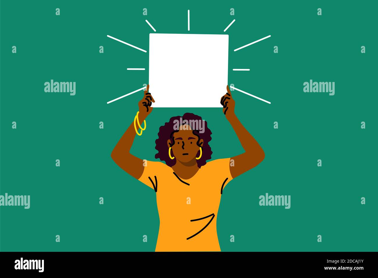 Protest, activism, discrimination, banner concept. Young serious ...