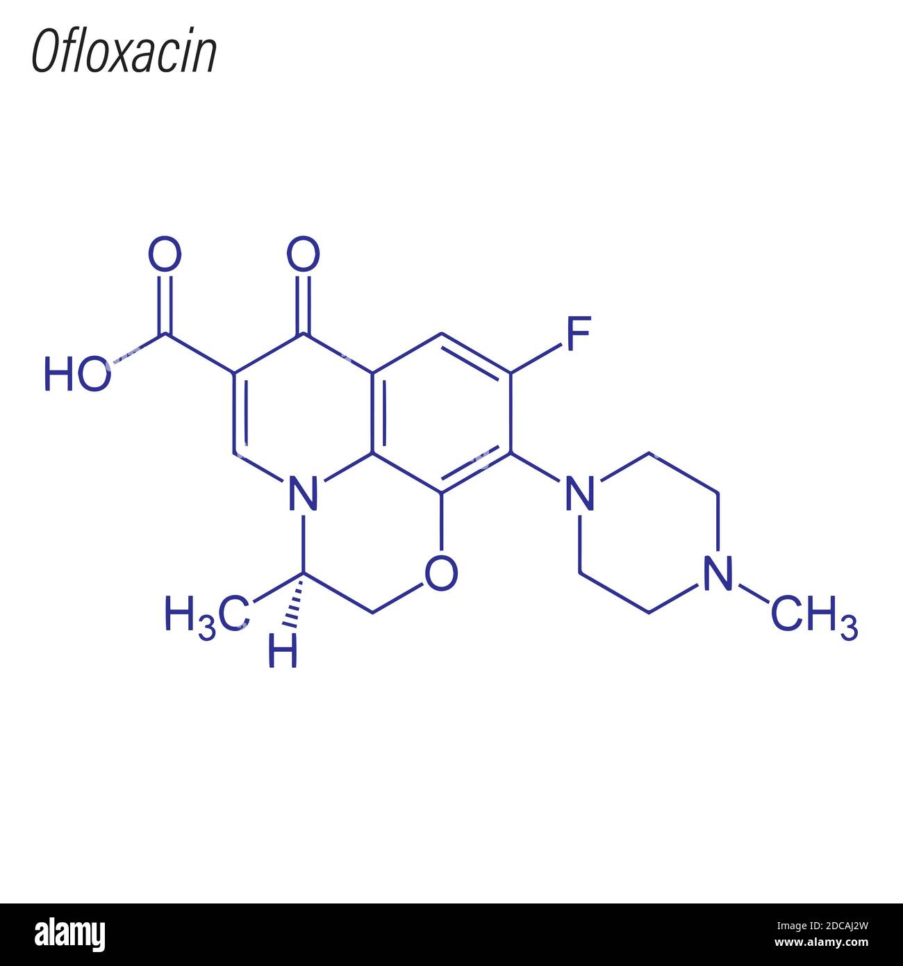 Skeletal formula of Ofloxacin. Drug chemical molecule Stock Vector ...