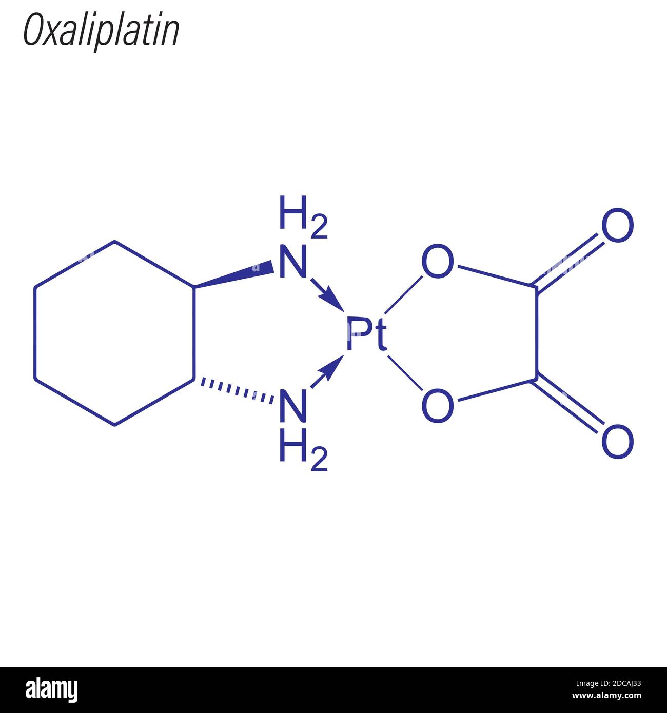 Skeletal formula of Oxaliplatin. Drug chemical molecule Stock Vector ...