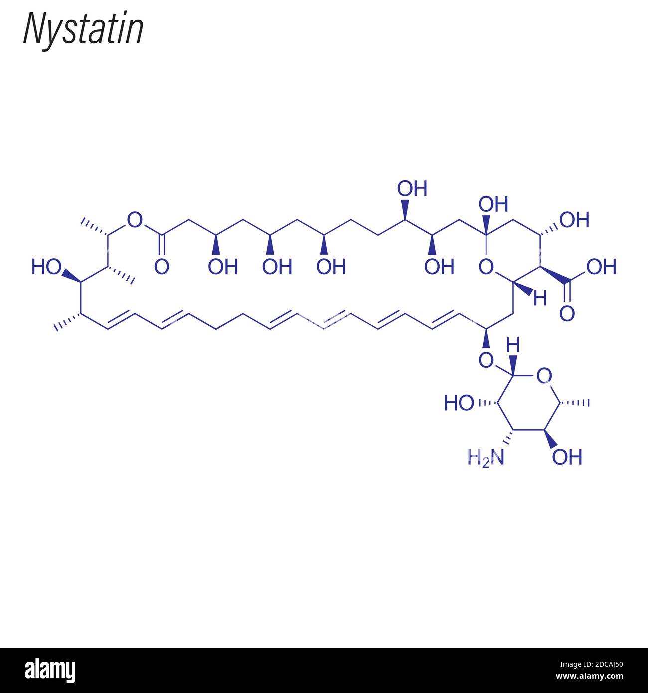 Skeletal formula of Nystatin. Drug chemical molecule Stock Vector Image ...