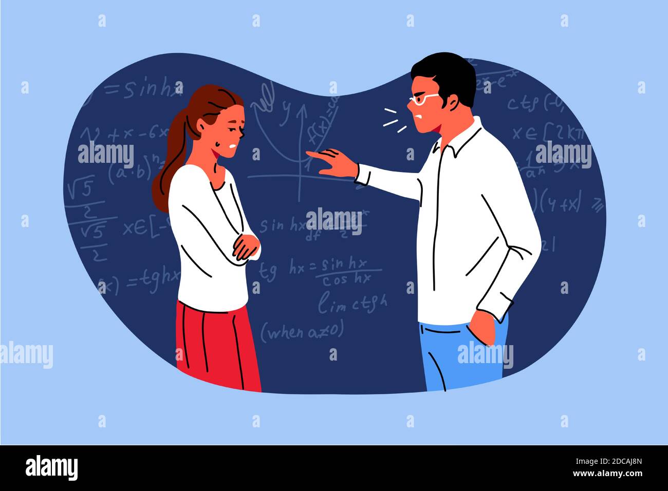 Education, guilt, conflict, conviction concept. Young angry man teacher ...