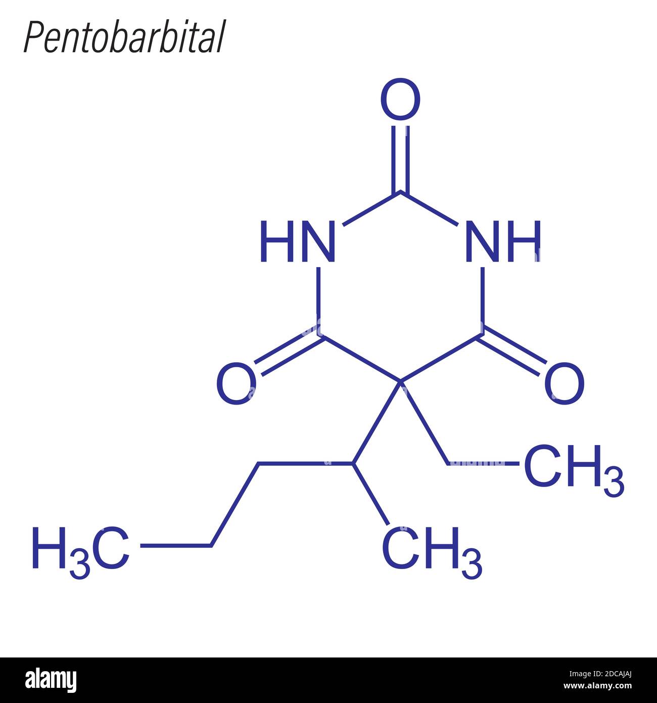 Skeletal formula of Pentobarbital. Drug chemical molecule Stock Vector ...