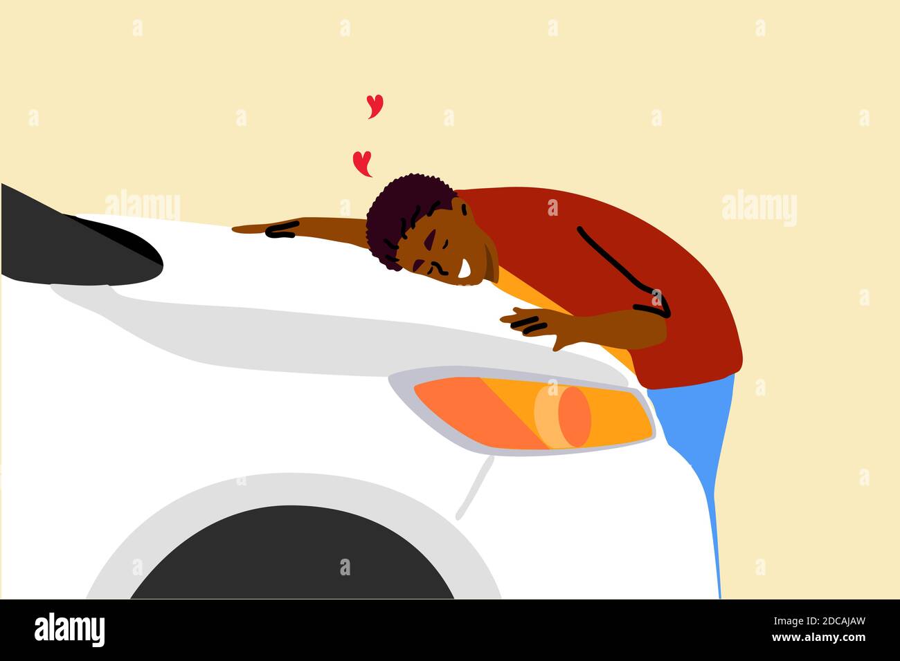 Buy Car Love Embrace Insurance Concept Happy Young Man Guy Driver